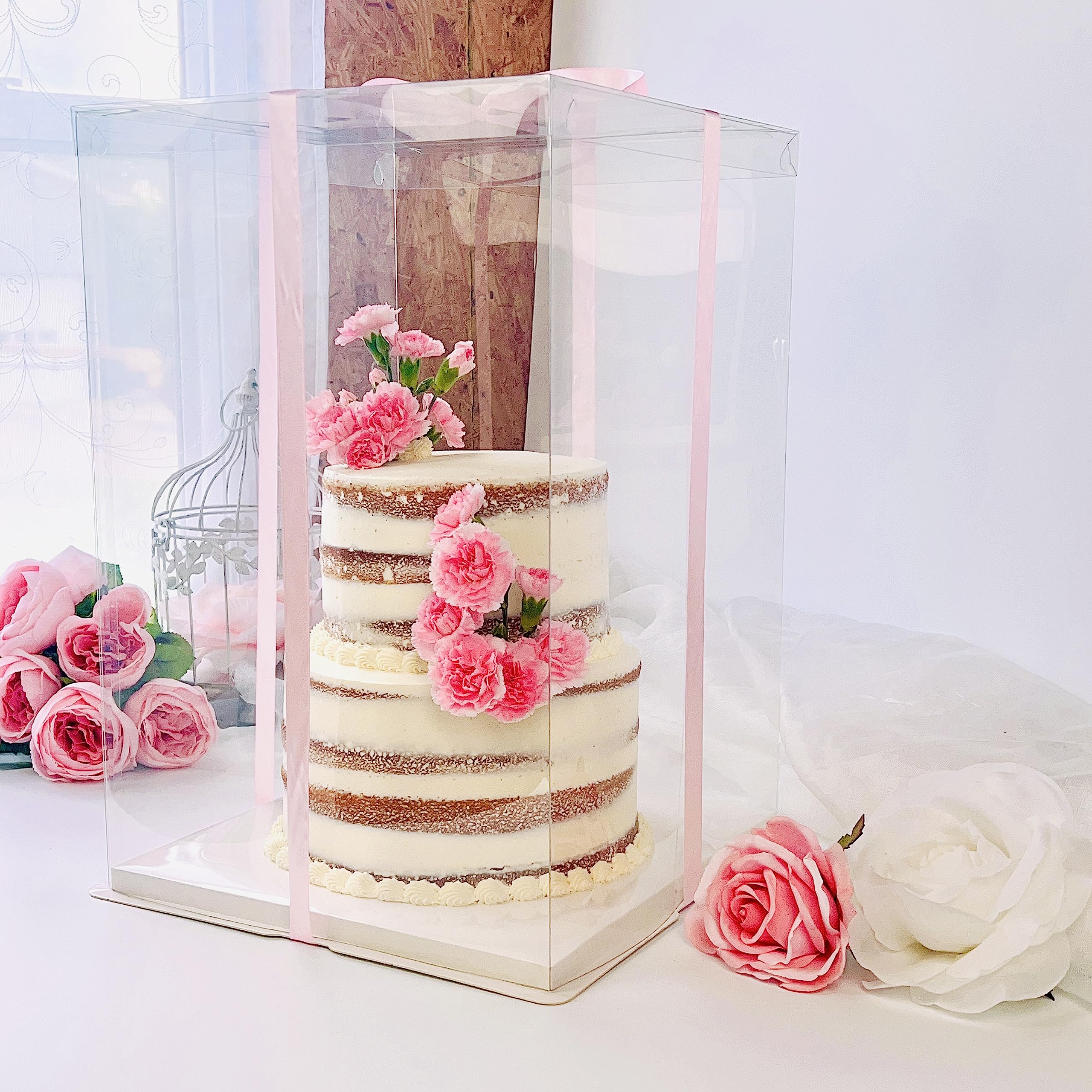 Square Wedding Cakes With Ribbon