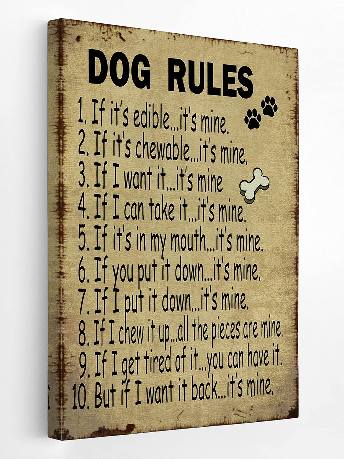 Amazon.com: HONLUNG Dog Rules Retro Canvas Wall Art Prints 11x14 Inch ...