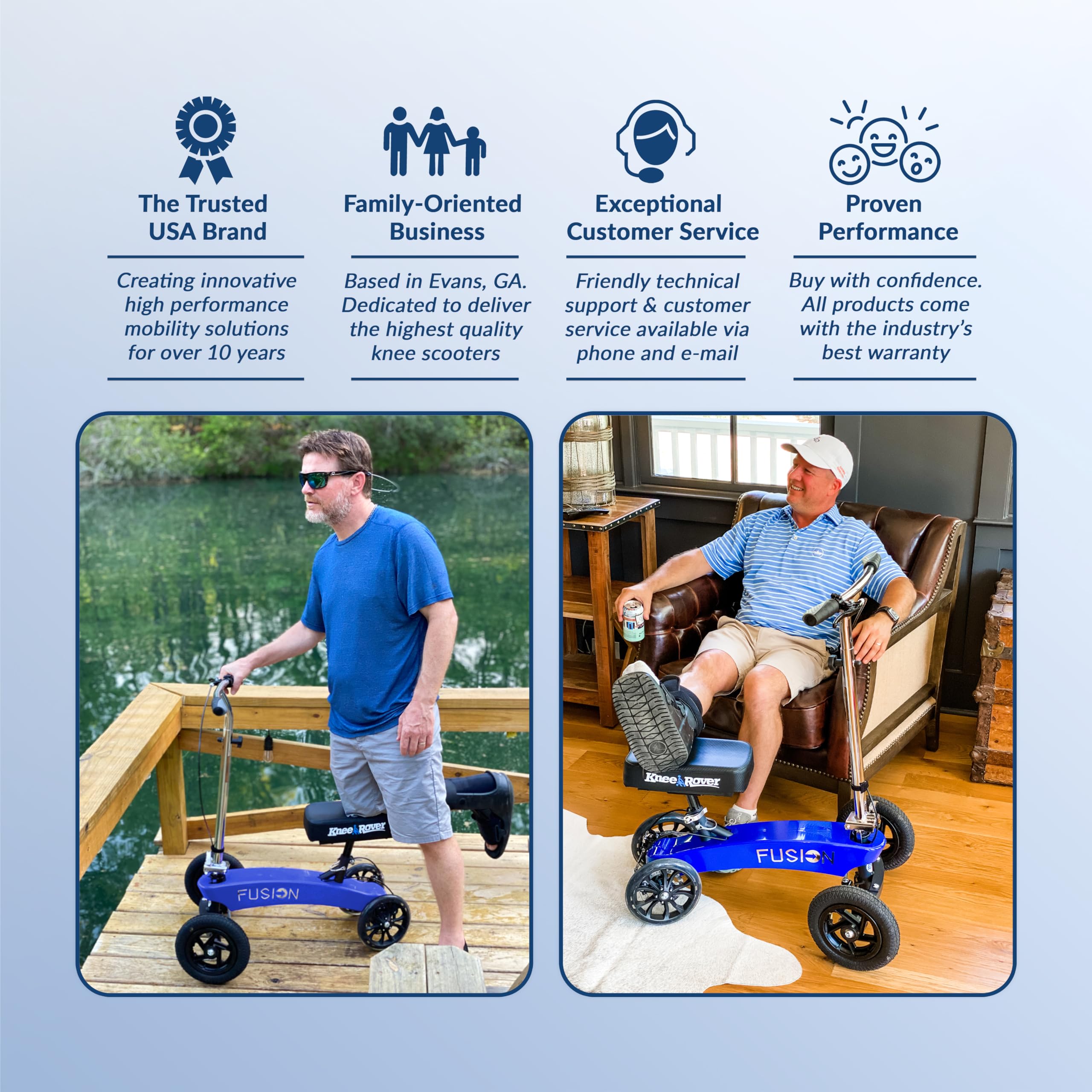 KneeRover Hybrid Fusion Patented Knee Scooter - 4 Wheel Steering Knee ...