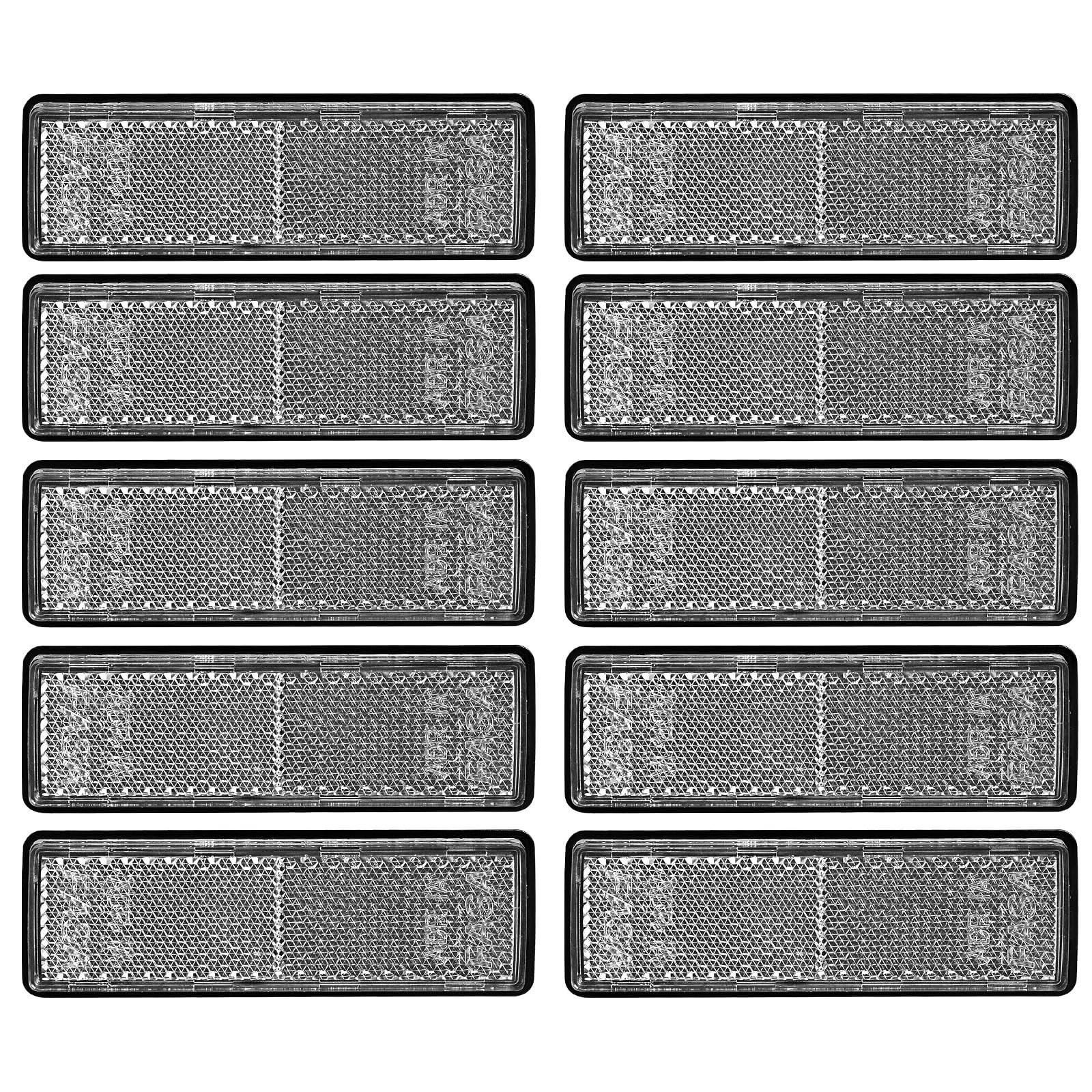 Amazon.com: Yinaolan 10 Pack White Self Adhesive Rectangle Reflectors ...