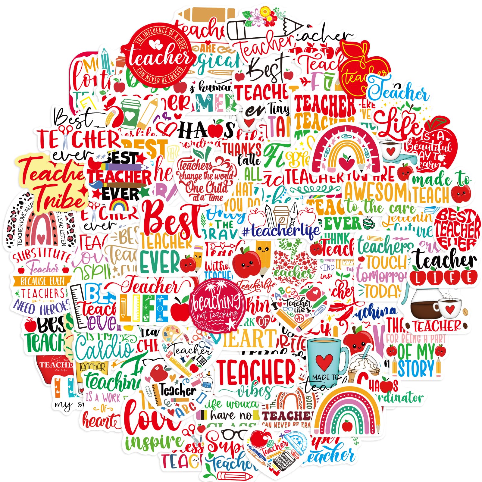 Amazon.com: 100Pcs Teacher Stickers Vinyl Waterproof Stickers for ...