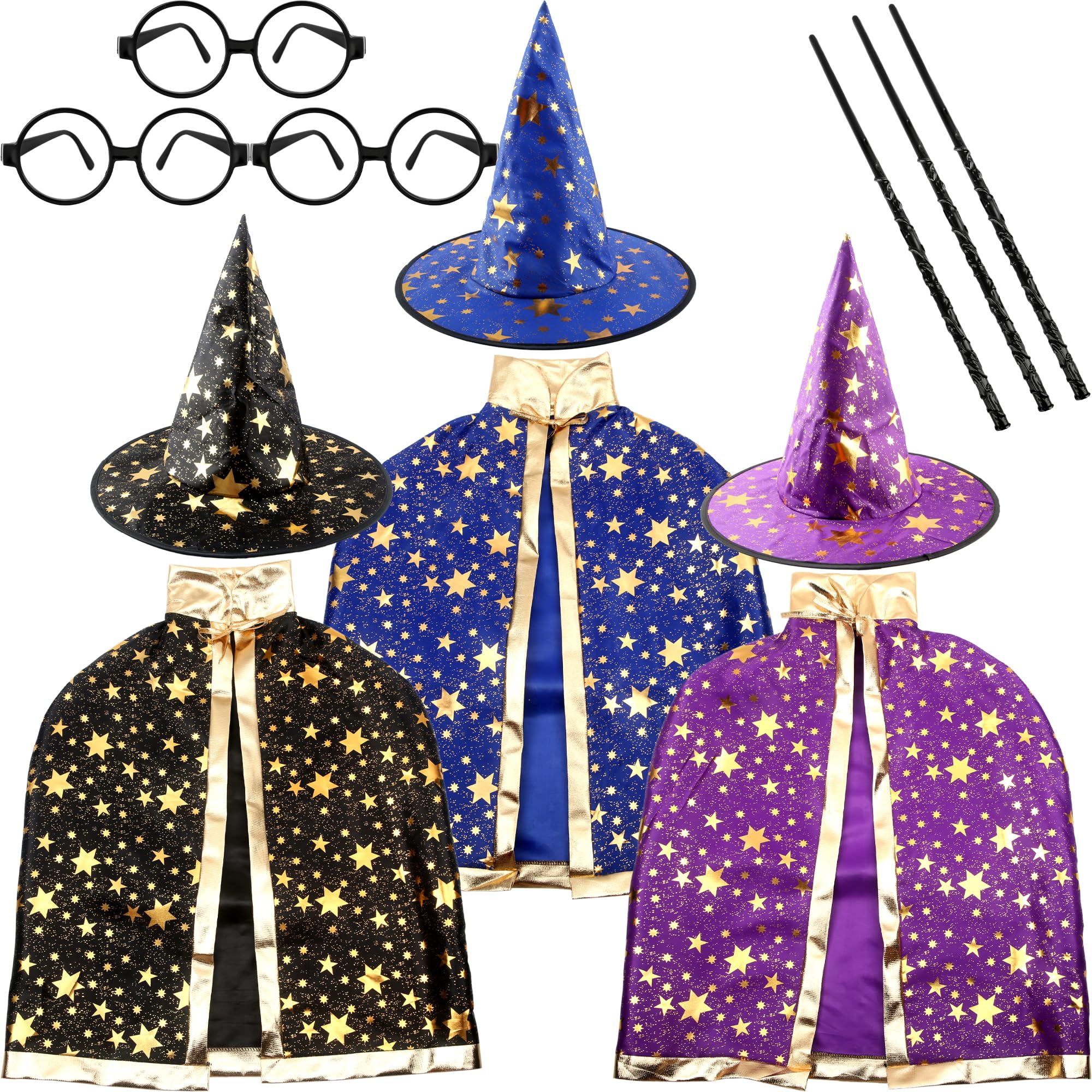 Snapklik.com : 3 Set Kids Wizard Cloak Costume Includes 3 Pcs Wizard ...