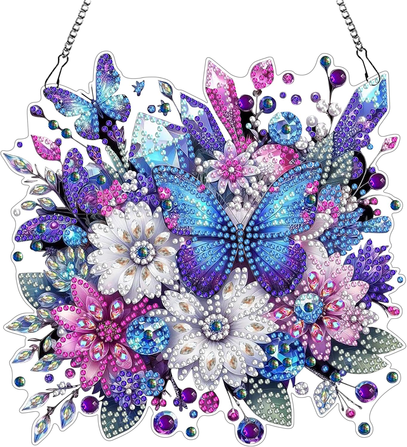 Eiflow DIY Hanging Diamond Painting Pendant Kit Butterfly, Flower ...