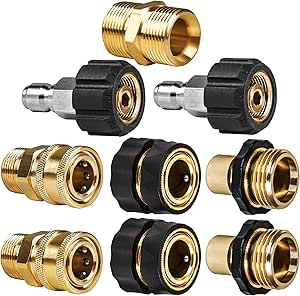 WOJET Pressure Washer Quick Connect Kit - M22-14mm to 3/8” Universal Quick Connect Fittings for ...