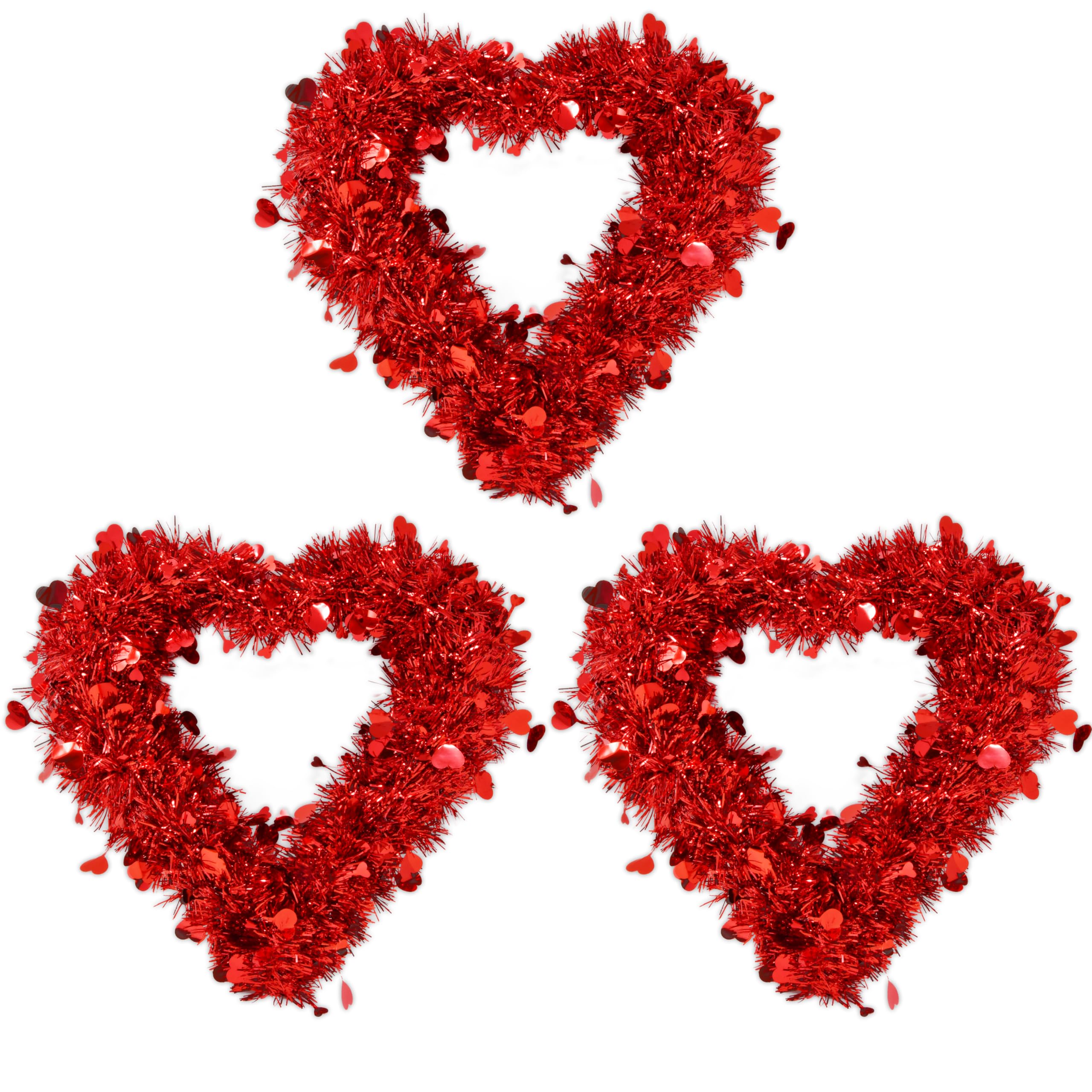 Amazon.com: 6 Pack Red Valentine Heart Wreaths Tinsel Hearts Shaped ...