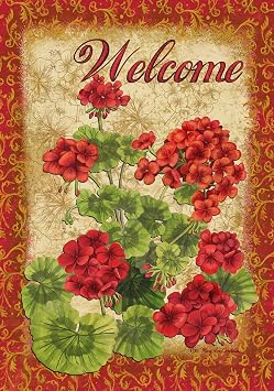 Amazon.com : Spring Summer Elegant Welcome Geranium House Flag 28 x 40 ...