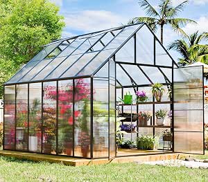 Amazon.com : Polycarbonate Greenhouse Kit,12x10x10 FT Outsides Aluminum ...