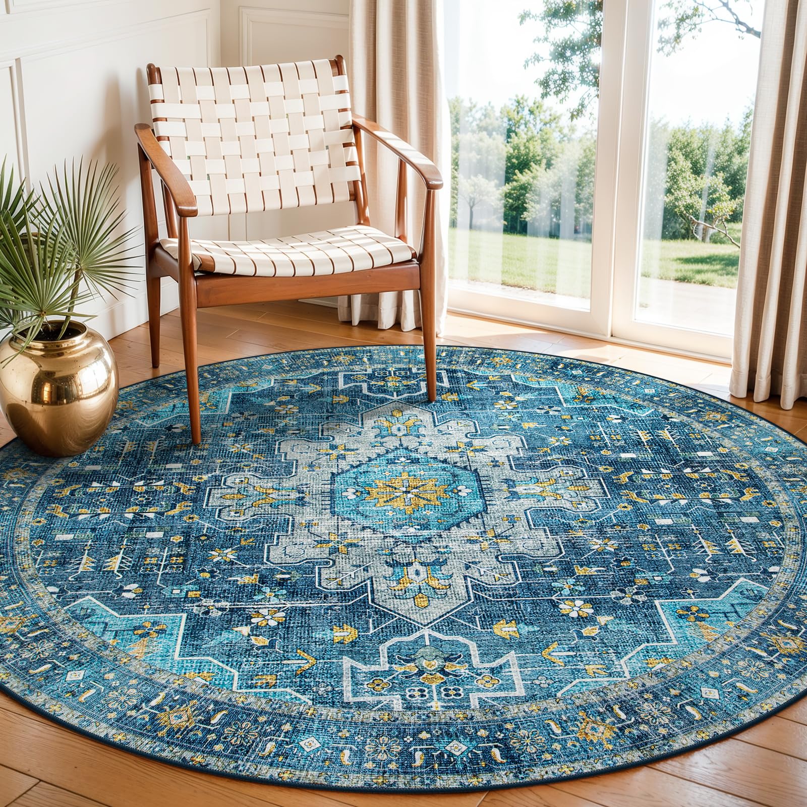 Amazon.com: Moynesa Ultra-Thin Washable 5ft Round Rug - Teal 5x5 Circle ...