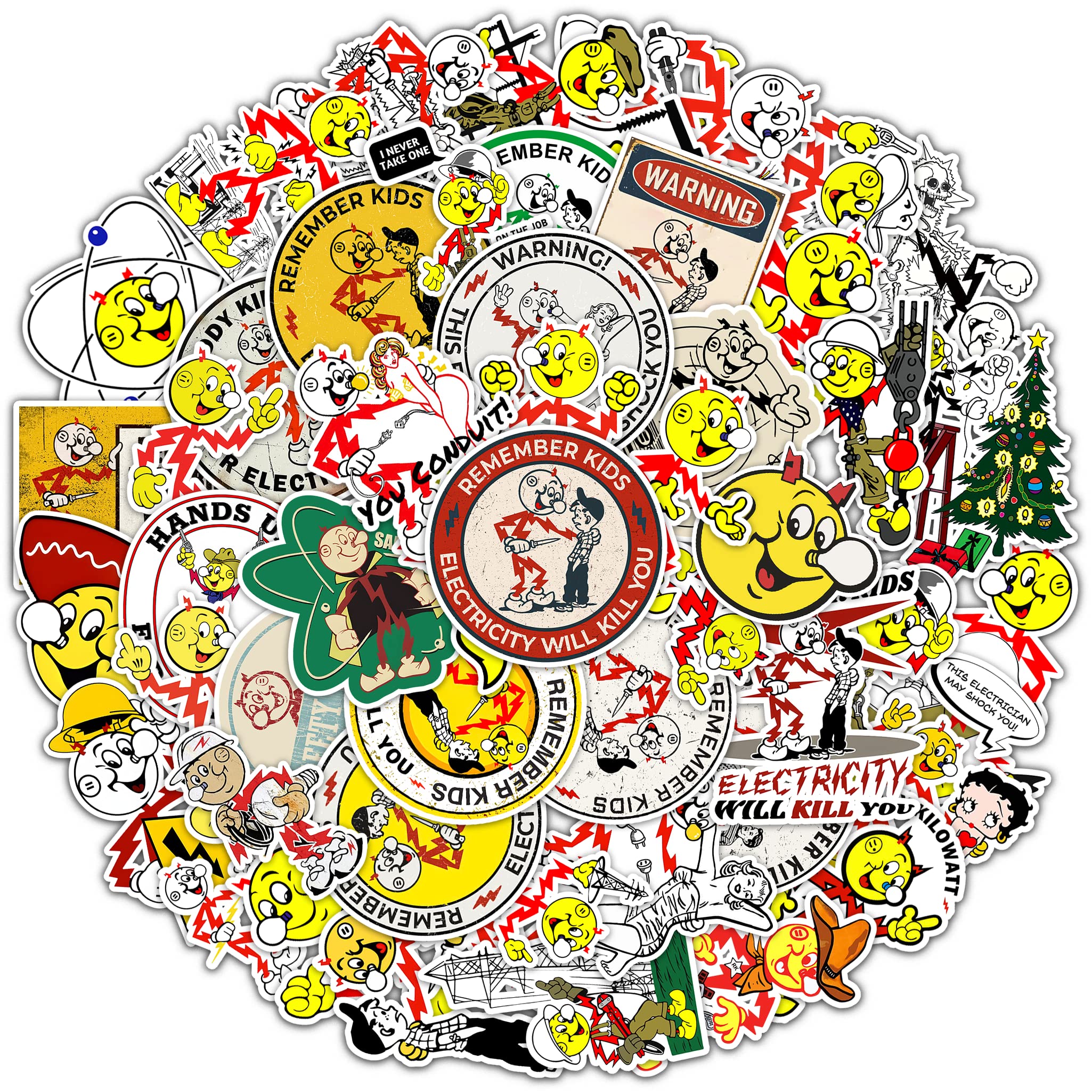 Amazon.com: 50 Pcs/Pack Electricity Will Kill Sticker, Reddy Kilowatt ...