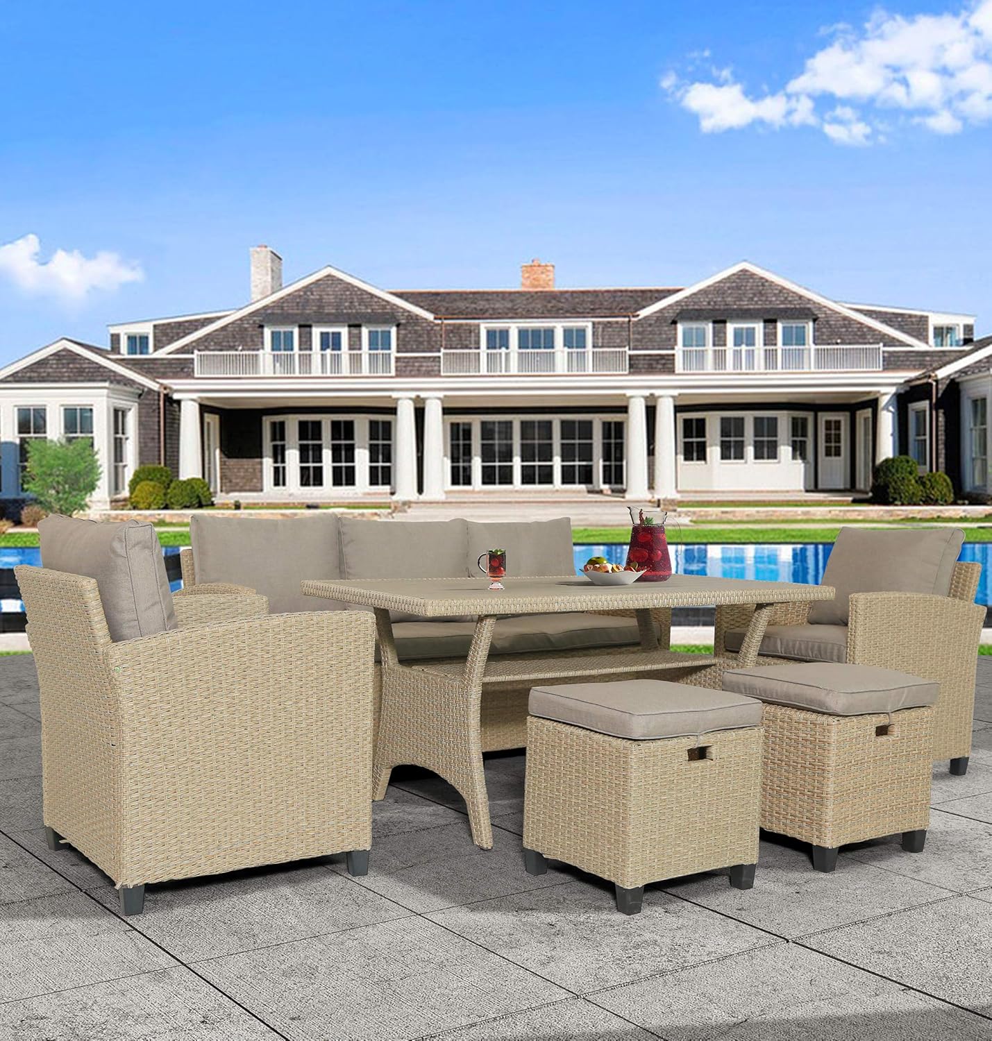 Amazon.com: Goohome Back Porch Furniture, 6 Piece Outdoor Rattan Wicker ...