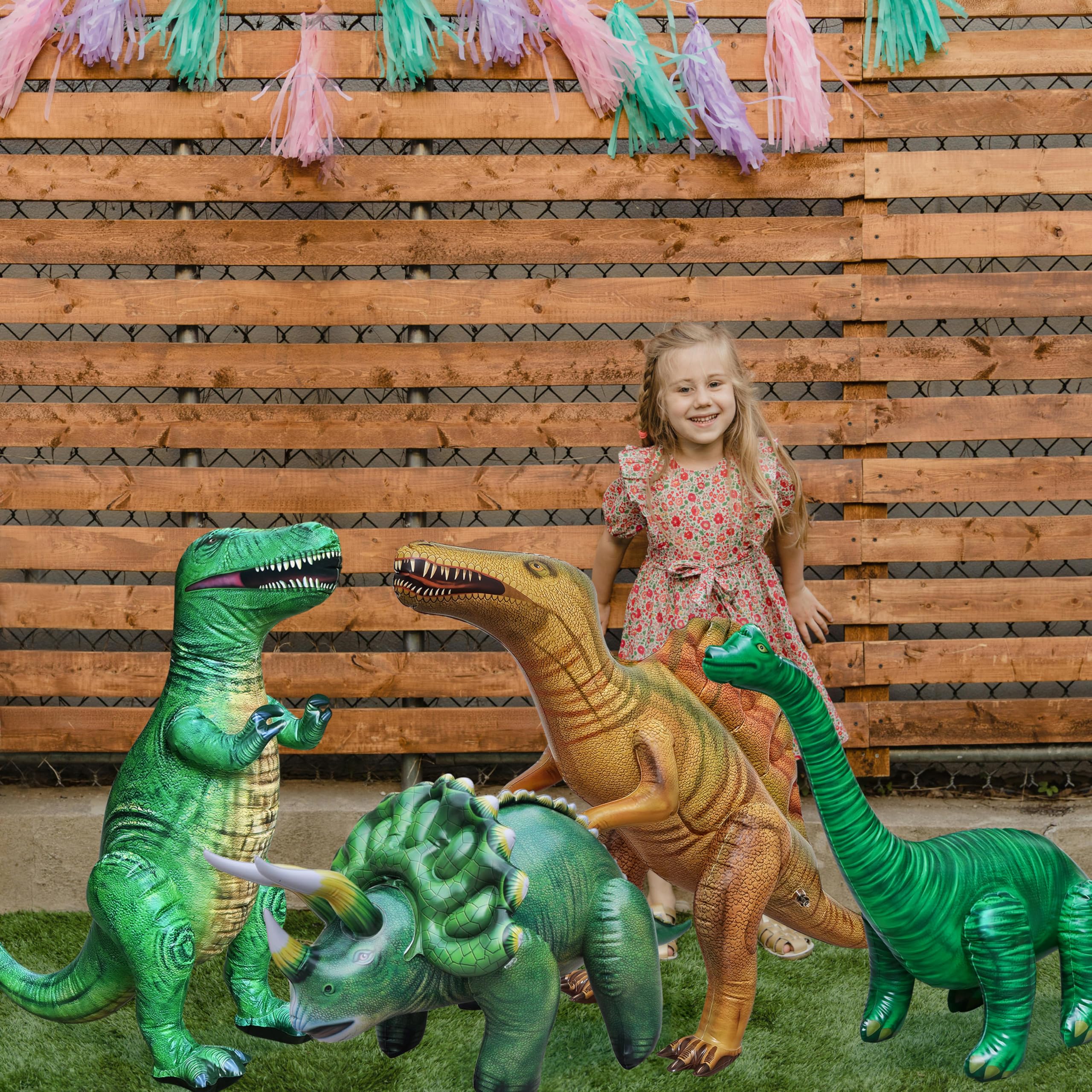 Snapklik.com : Jet Creations Inflatable Dinosaur 4-Pack T-Rex