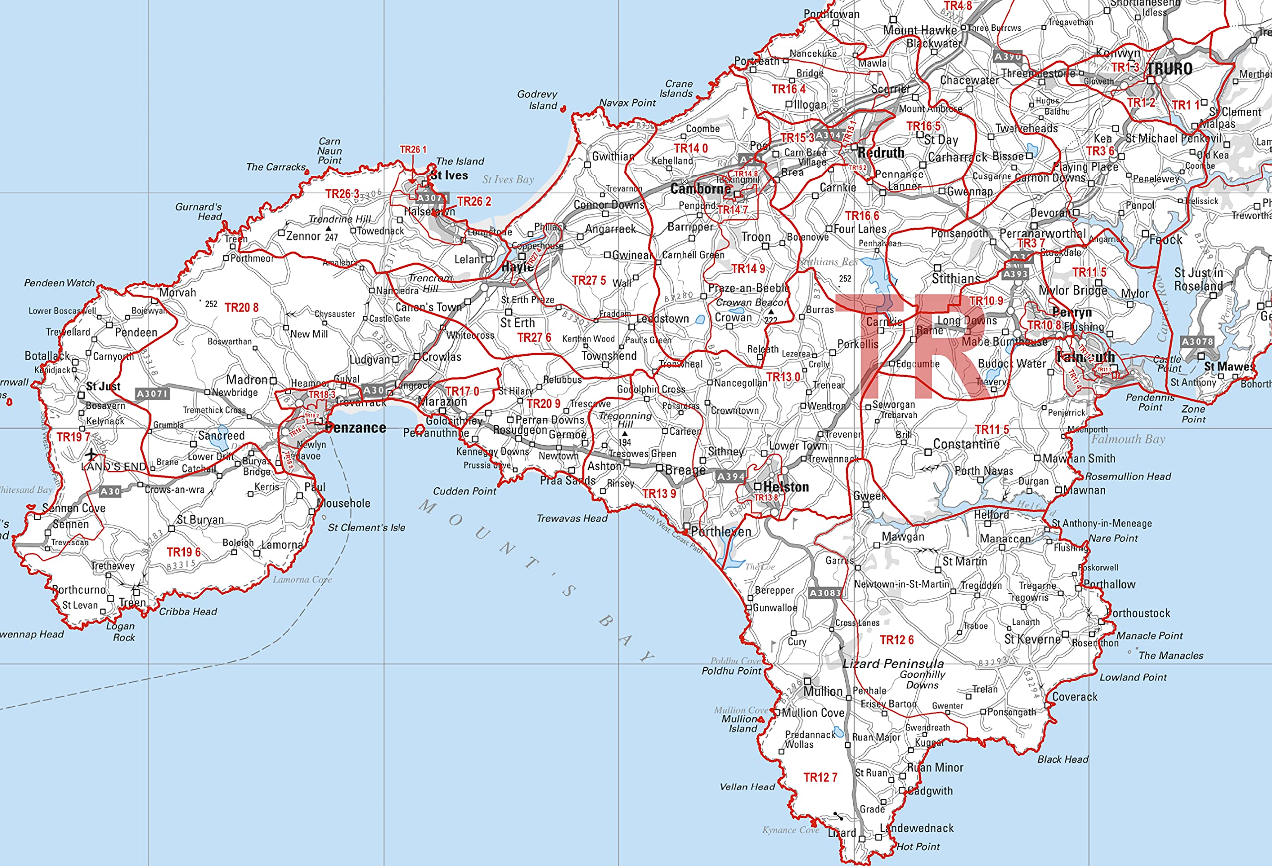 Cornwall Isles Of Scilly Detailed Road Map Cornwall & Scilly Isles ...