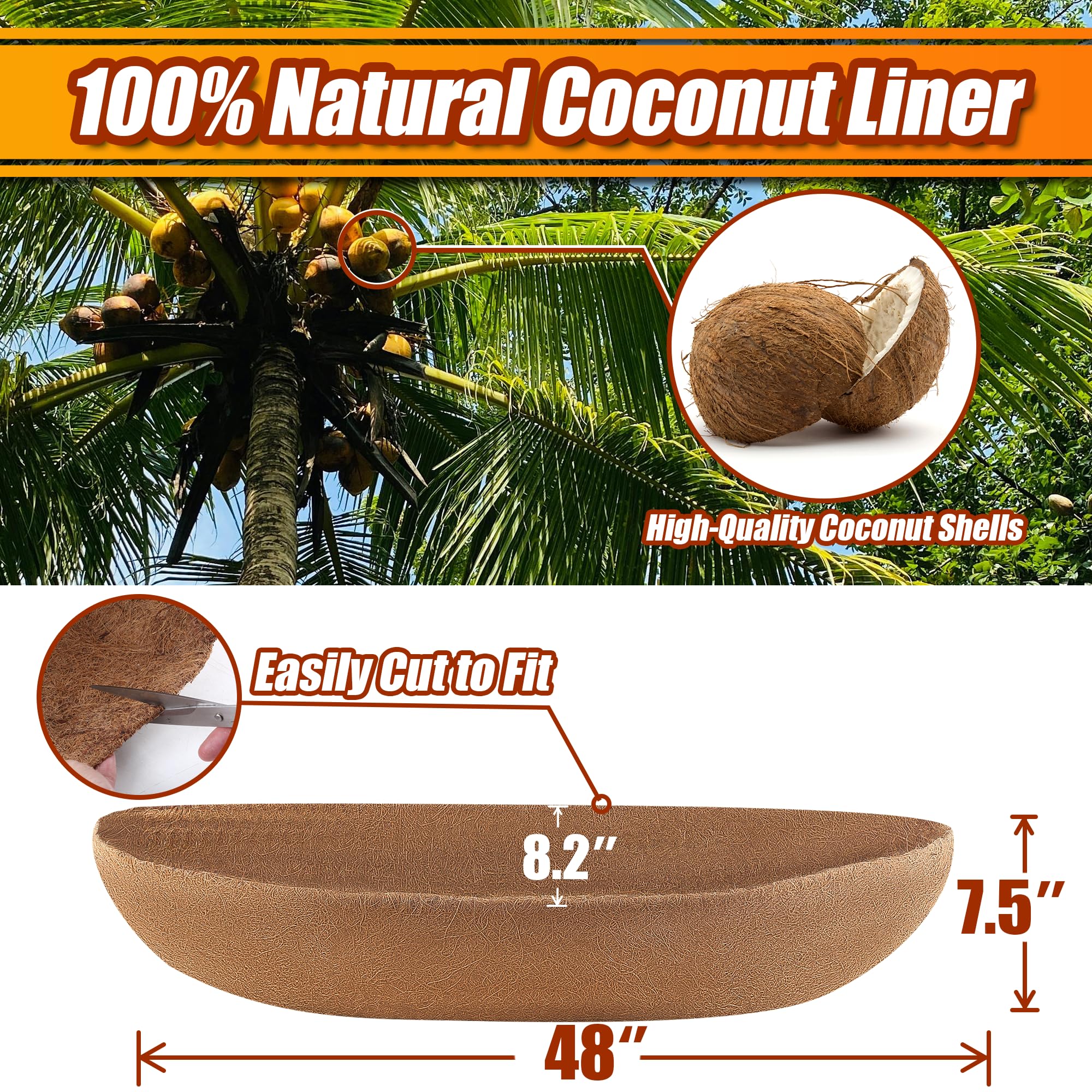 Snapklik.com : Coco Liners For Planters 48 Inch, 2 Pack Trough Window ...