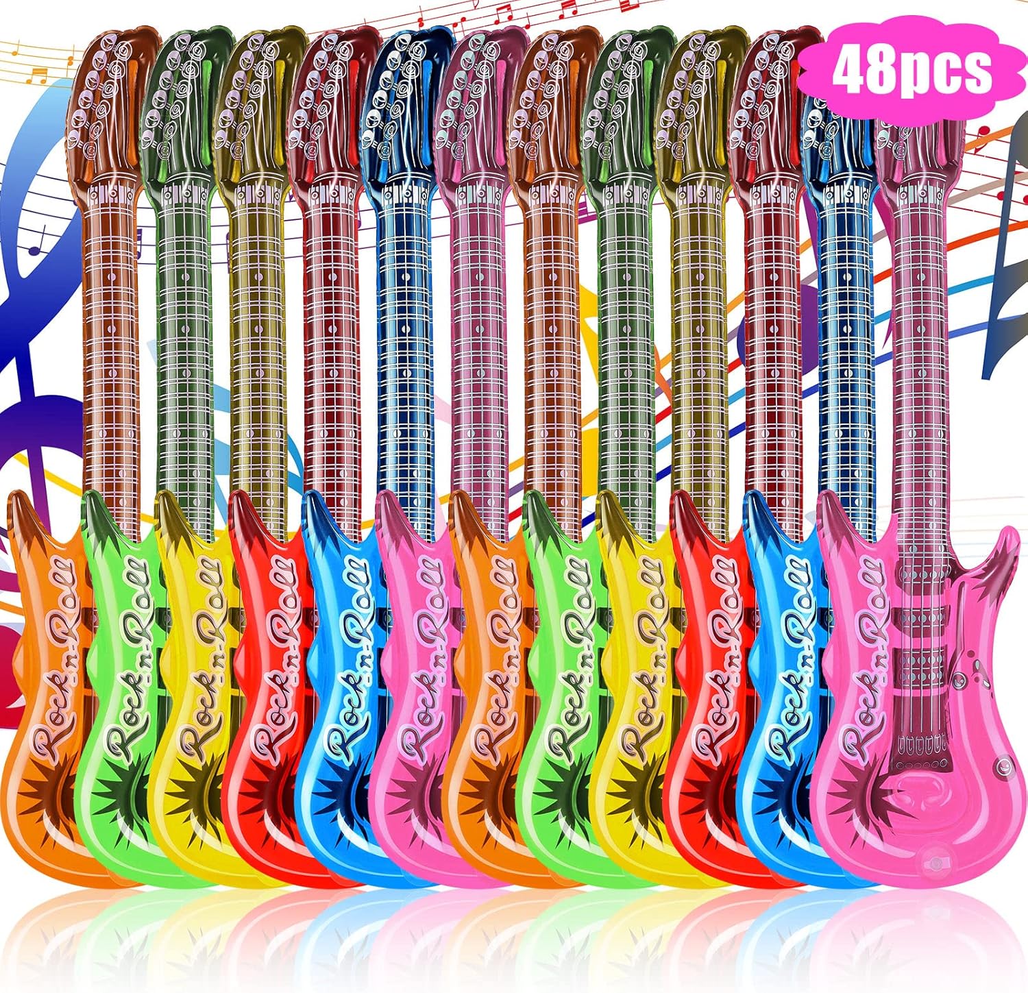 Amazon.com: Shappy 48 Pcs Inflatable Guitar for Parties Bulk Blow up ...