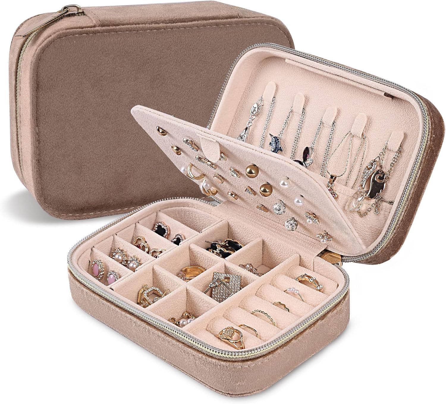 Amazon.com: Dajasan Velvet Travel Jewelry Case, Mini Portable Travel ...