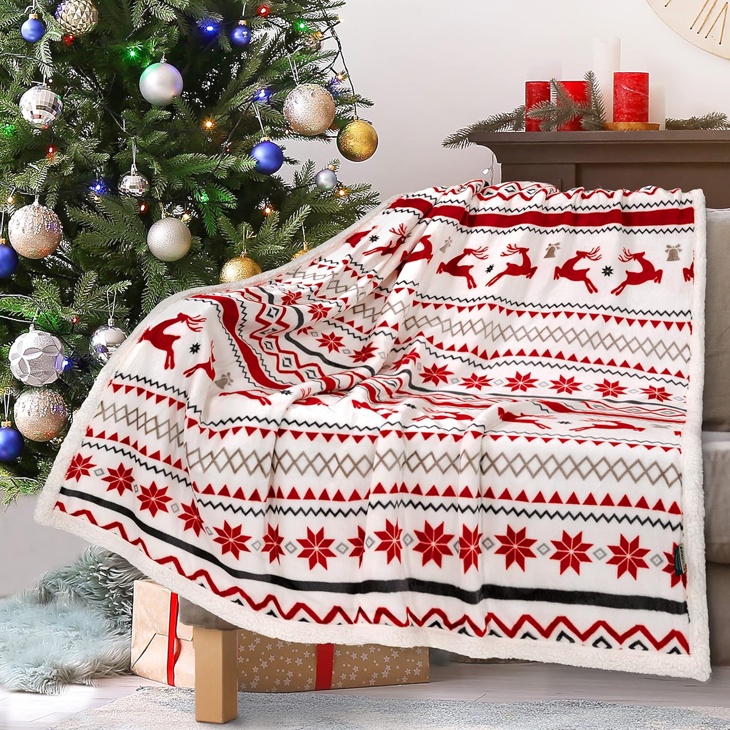 Amazon.com: PAVILIA Premium Christmas Sherpa Throw Blanket | Christmas ...