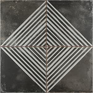 Merola Tile Kings Rombos Night 17-5/8" x 17-5/8" Ceramic Floor and Wall ...