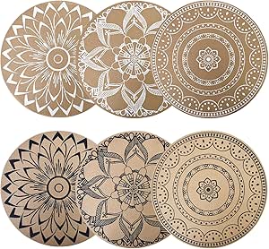 Dokpav 6 PCS Round Placemats Set, Washable Heat Resistant PVC Place ...