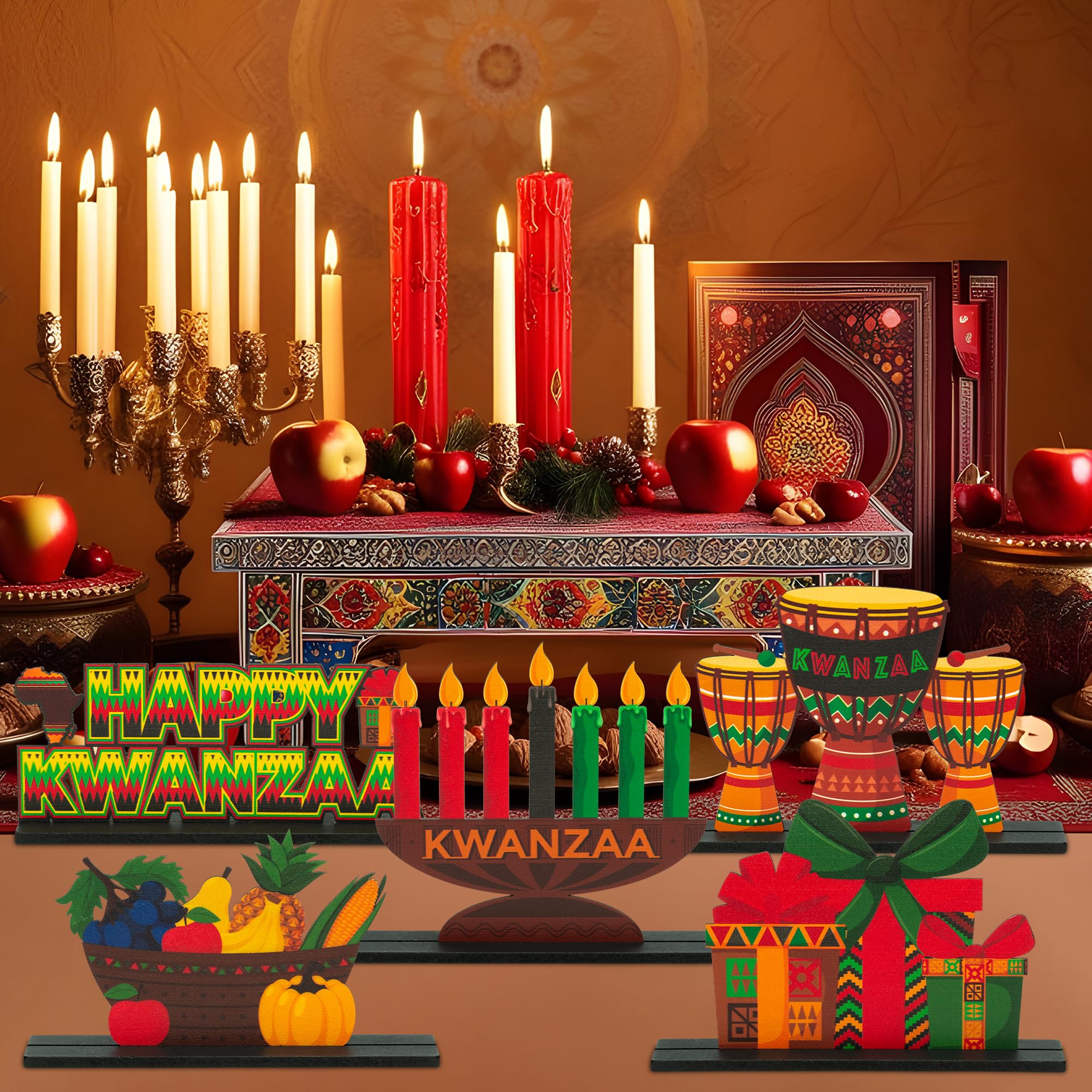 Snapklik.com : Kawanzaa Wooden Centerpieces Decorations - 5Pcs Happy ...