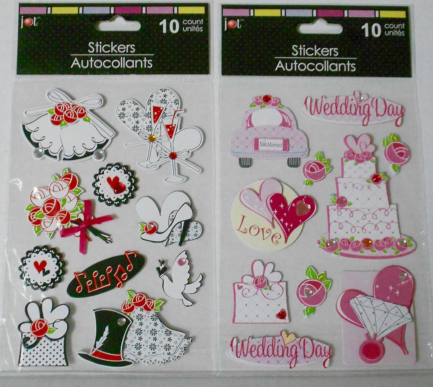 Amazon.com: 2 Packs Dimensional Happy Wedding Themed Stickers with Faux ...