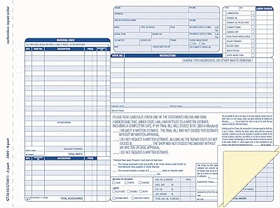 TOPS 3869 Auto Repair Four-Part Order Form, 8 12 x Philippines | Ubuy