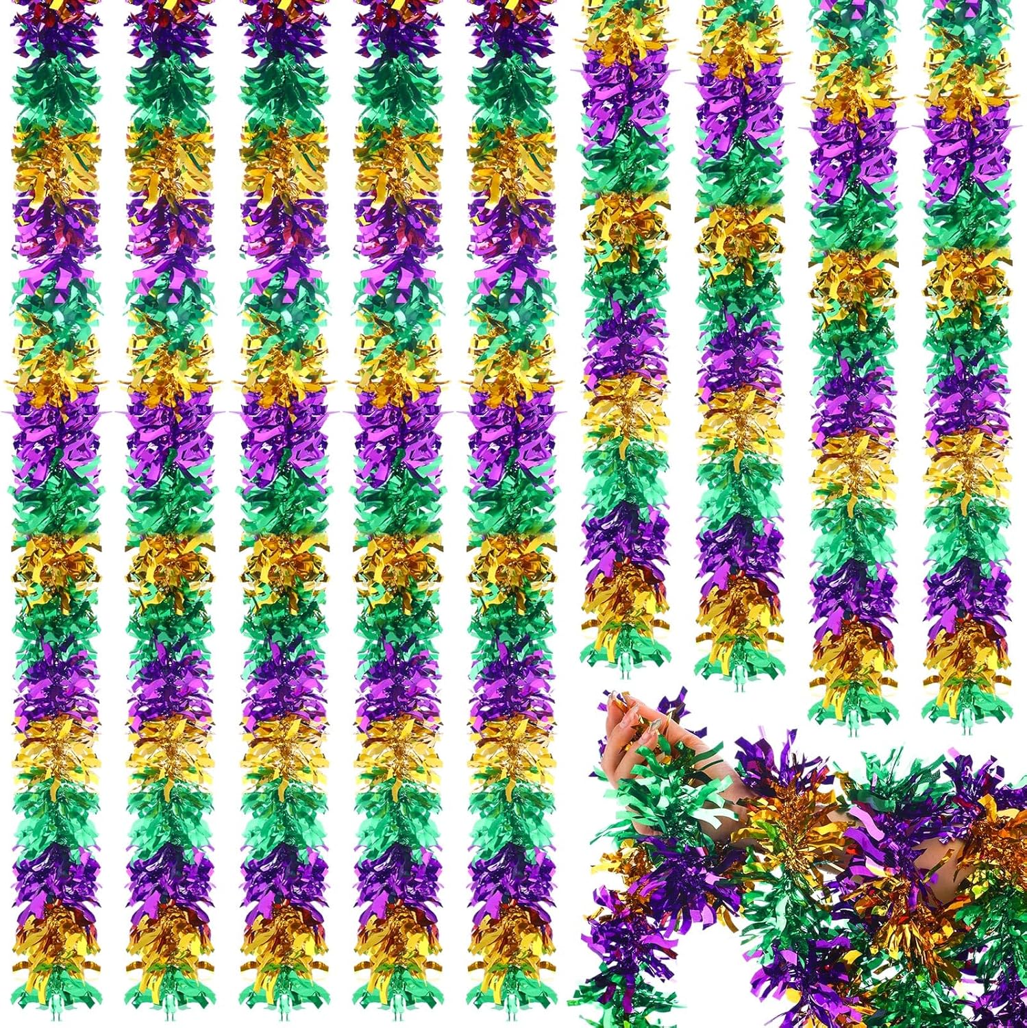 Amazon.com: Boao 8 Pieces 52.5 Feet Mardi Gras Tinsel Garland Tree ...