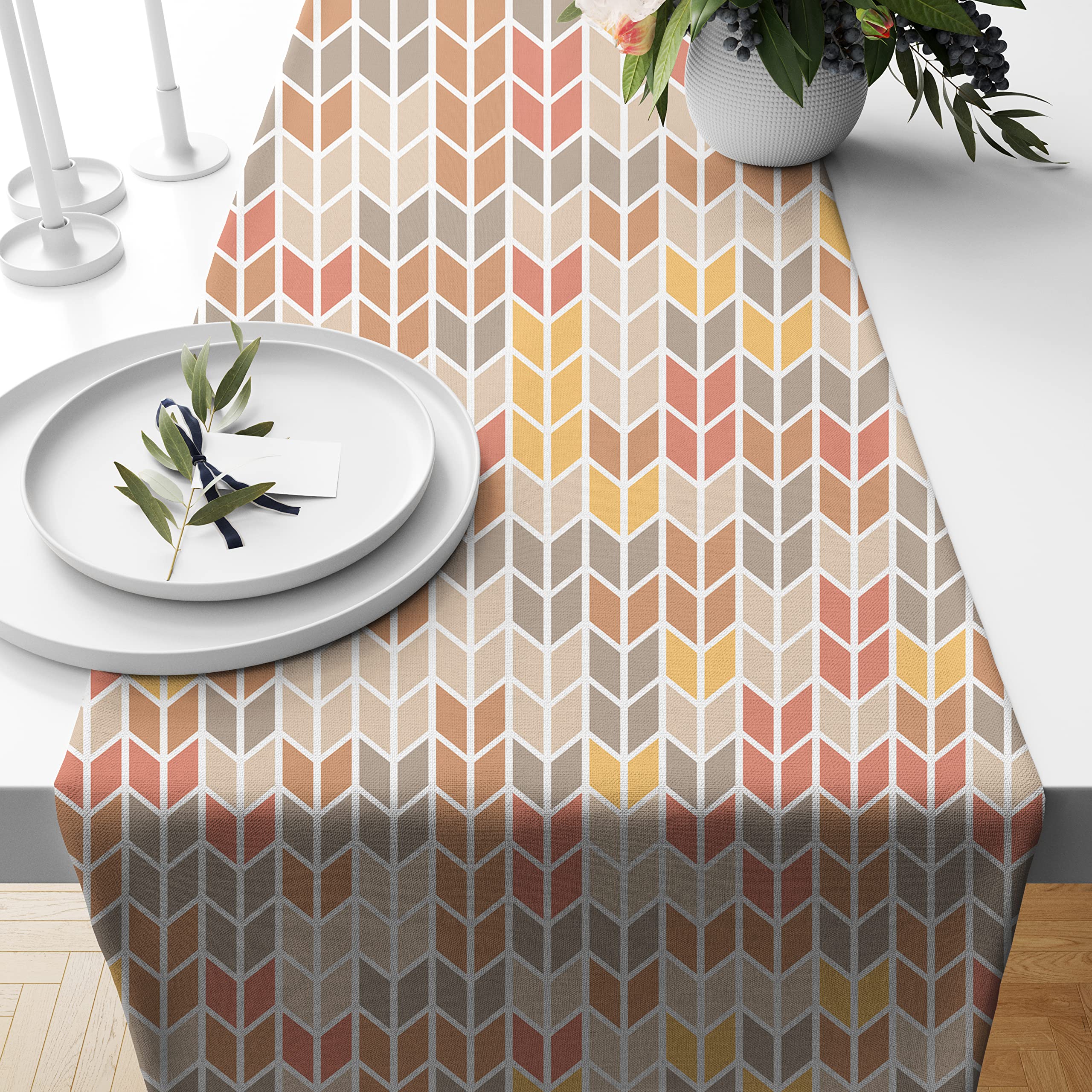 Buy BRICK HOME Geometrical Printed Poly Cotton 4 Seater Table Runner ...