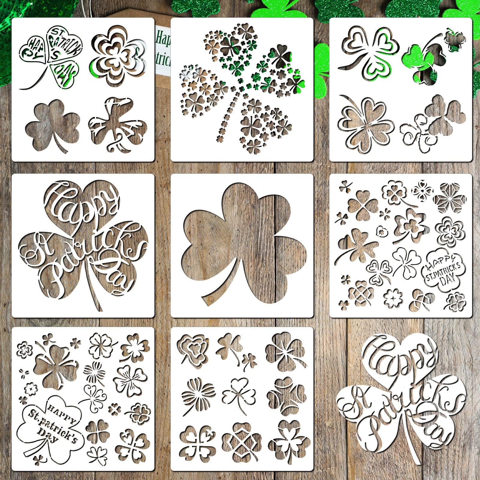 Amazon.com : St Patrick's Day Shamrock Stencils, 20 PCs Irish Themed ...