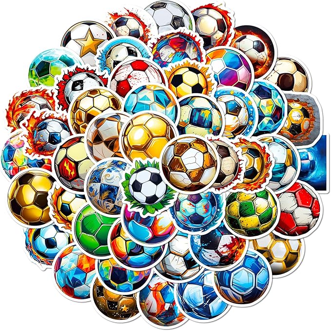 Amazon.com: 50pcs Soccer Stickers,Cool Cartoon Vinyl Waterproof ...