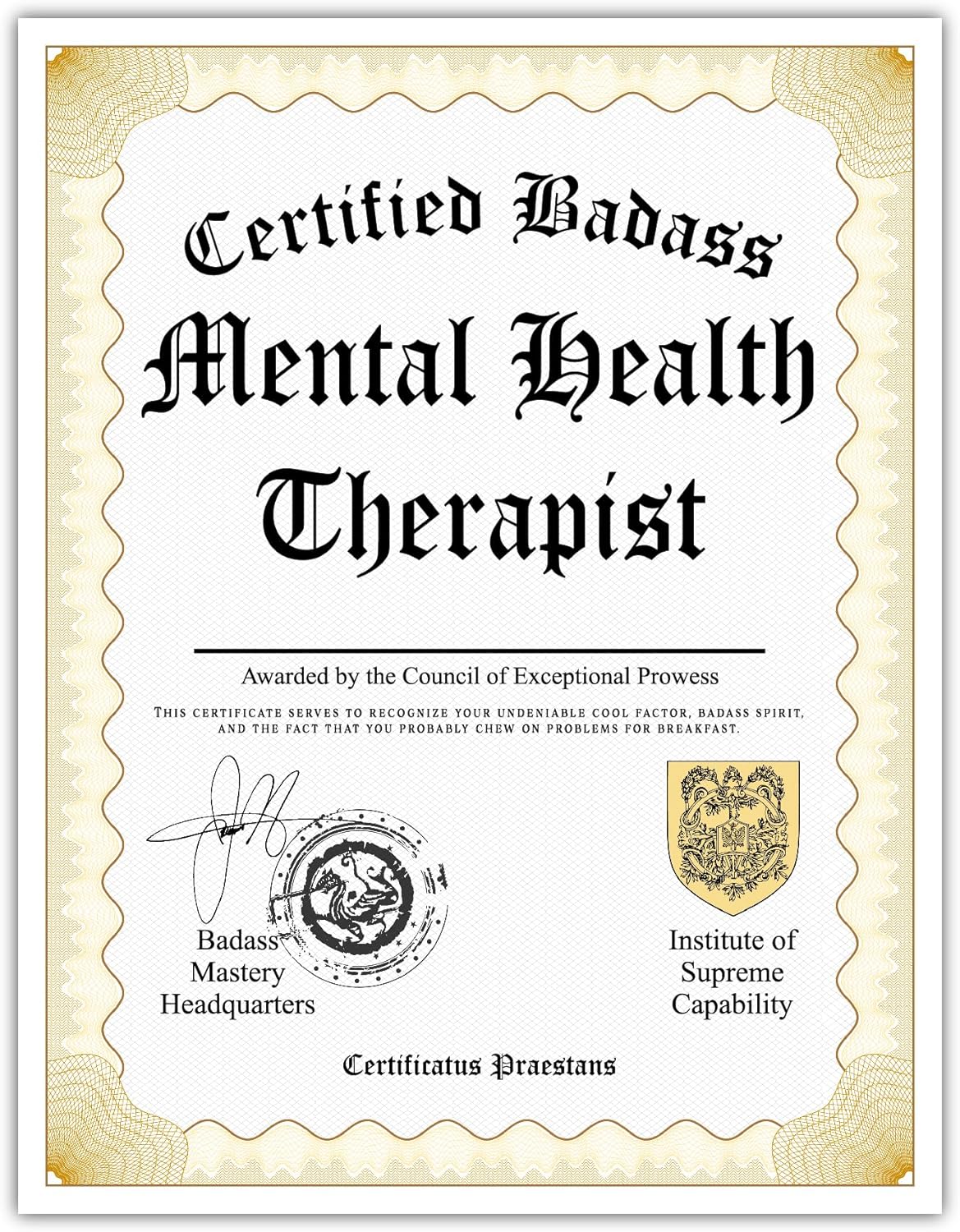 Amazon.com : Certified Badass Mental Health Therapist Diploma| Funny ...