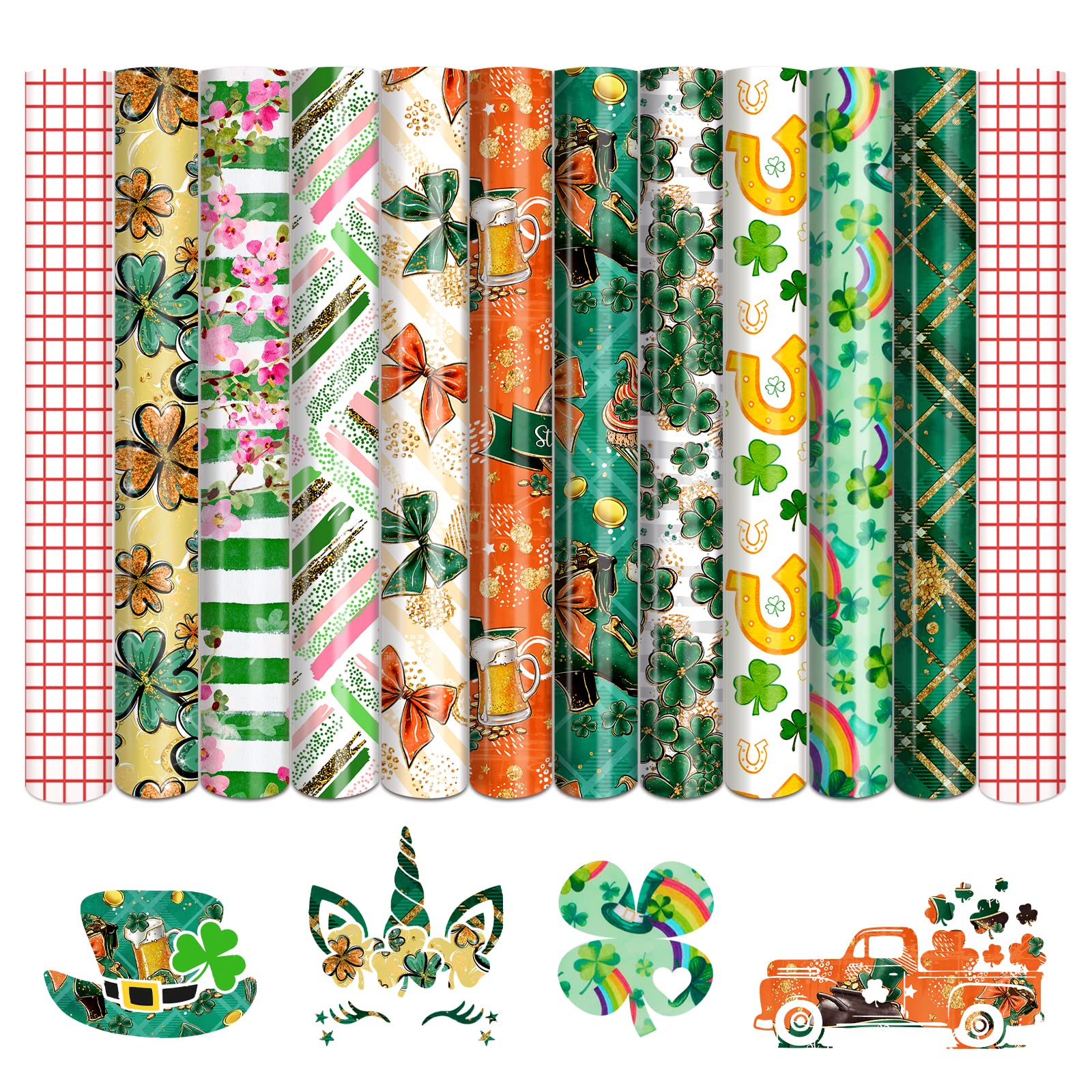 Buy Tintnut St Patricks Day Permanent Vinyl - 10 Sheets 12"x10", Lucky ...