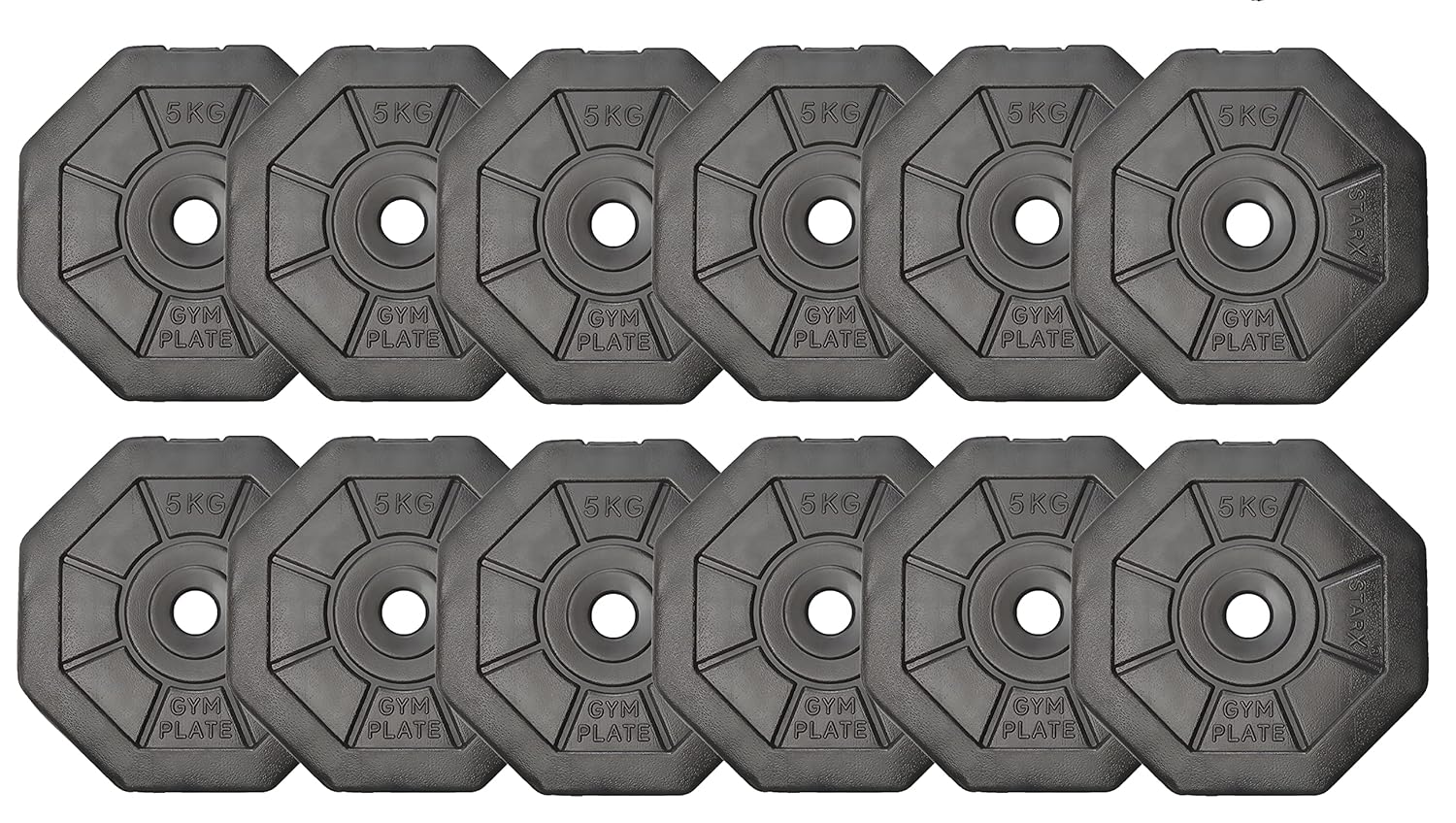 StarX 60KG Hexa PVC Weight Plates For Exercise & Fitness (5KG x 12 ...