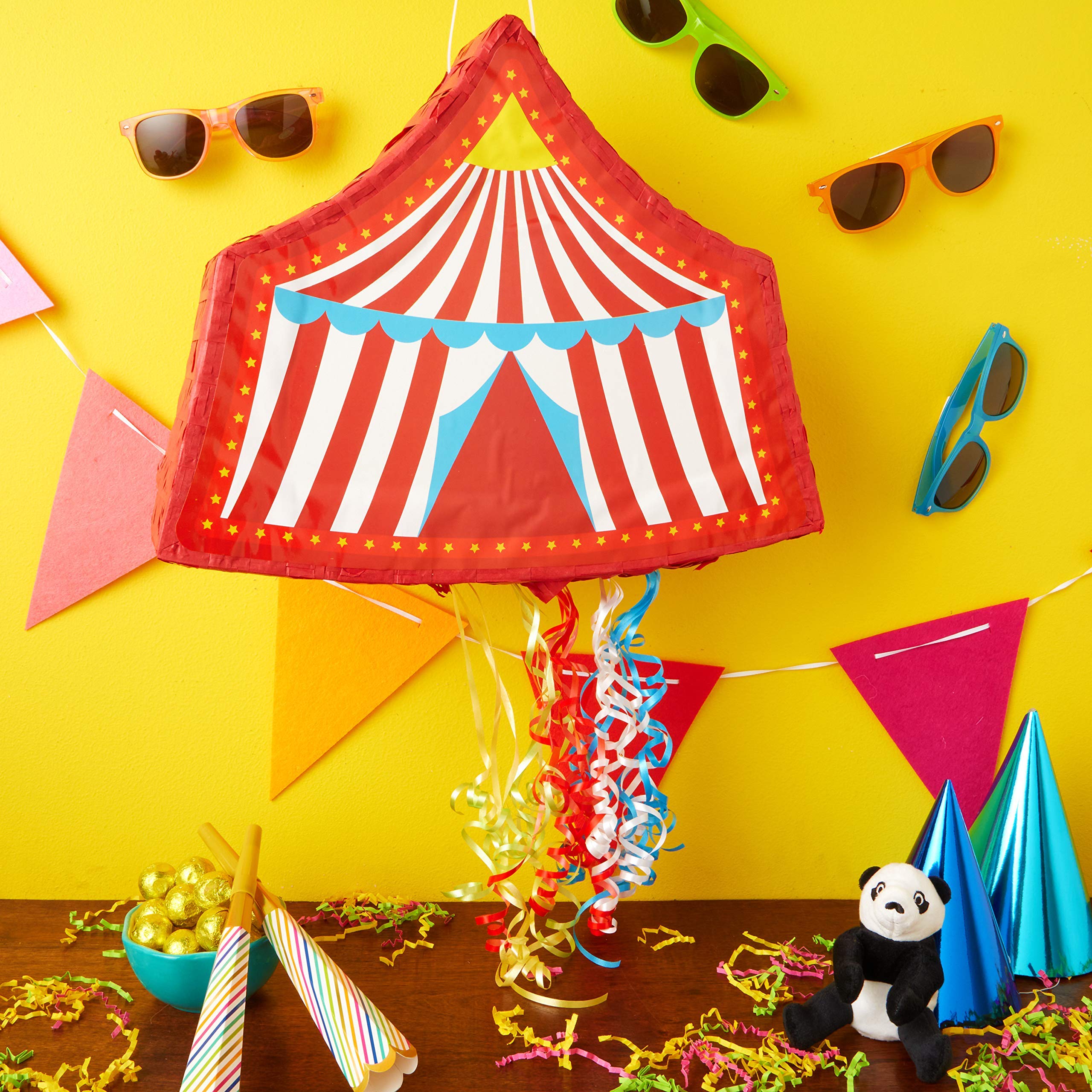 Circus Tent Pinata for Carnival Party, Small Pull String Pinata (16.5 x ...