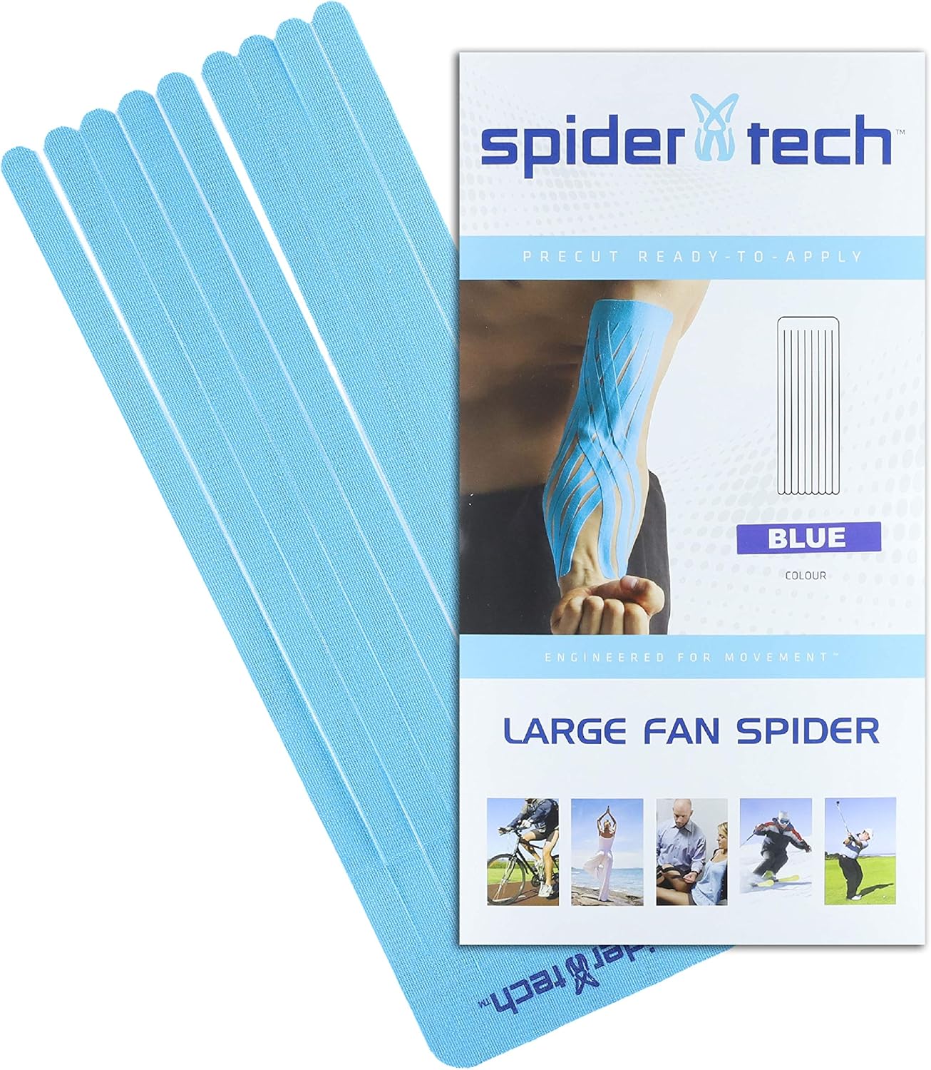 Amazon.com: Spidertech Large Fan Pre-cut Cotton Elastic Kinesiology Tape, Reduce Inflammation ...