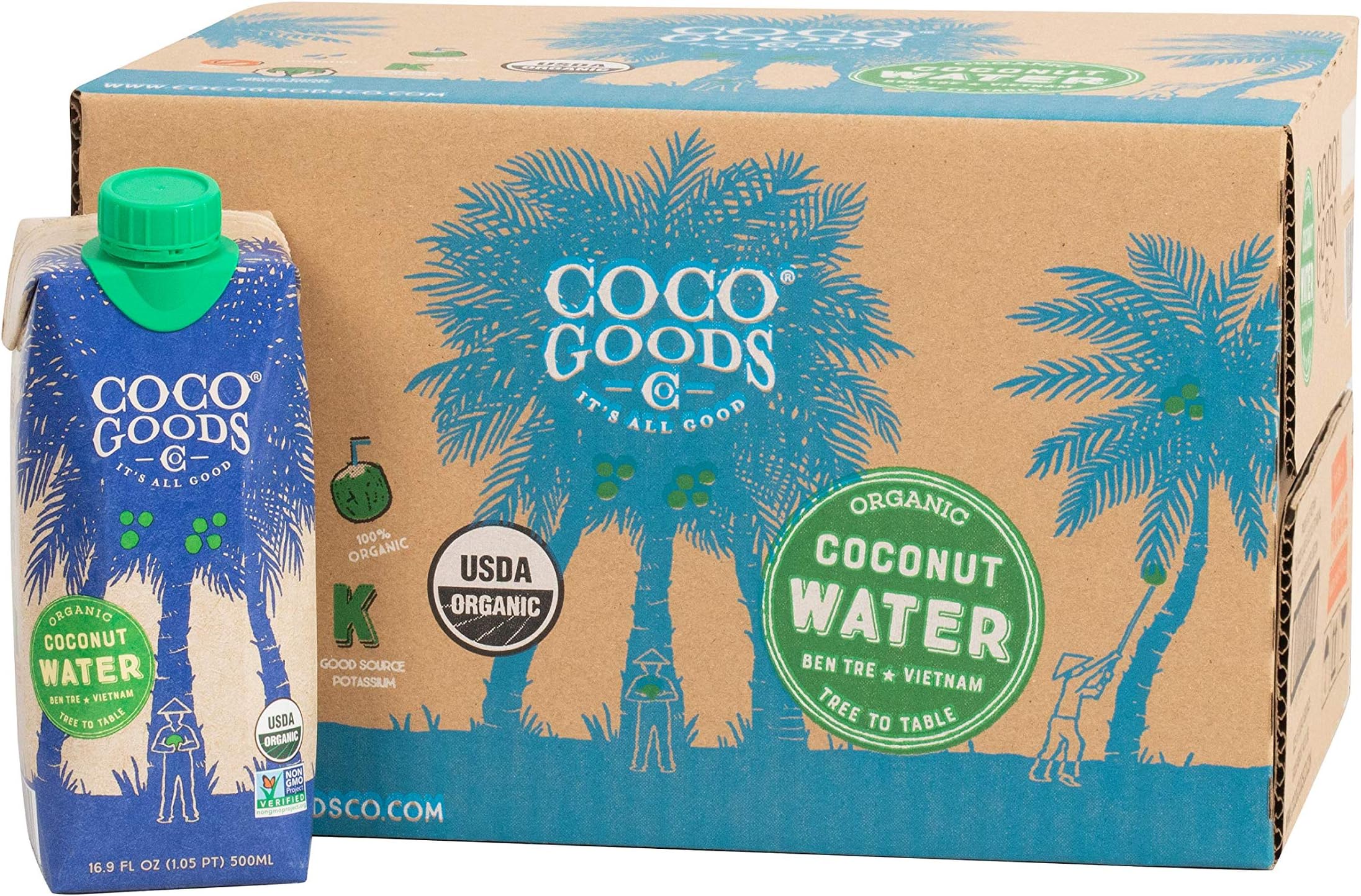 Amazon.com : CocoGoodsCo Single-Origin 100% Organic Coconut Water, Non ...