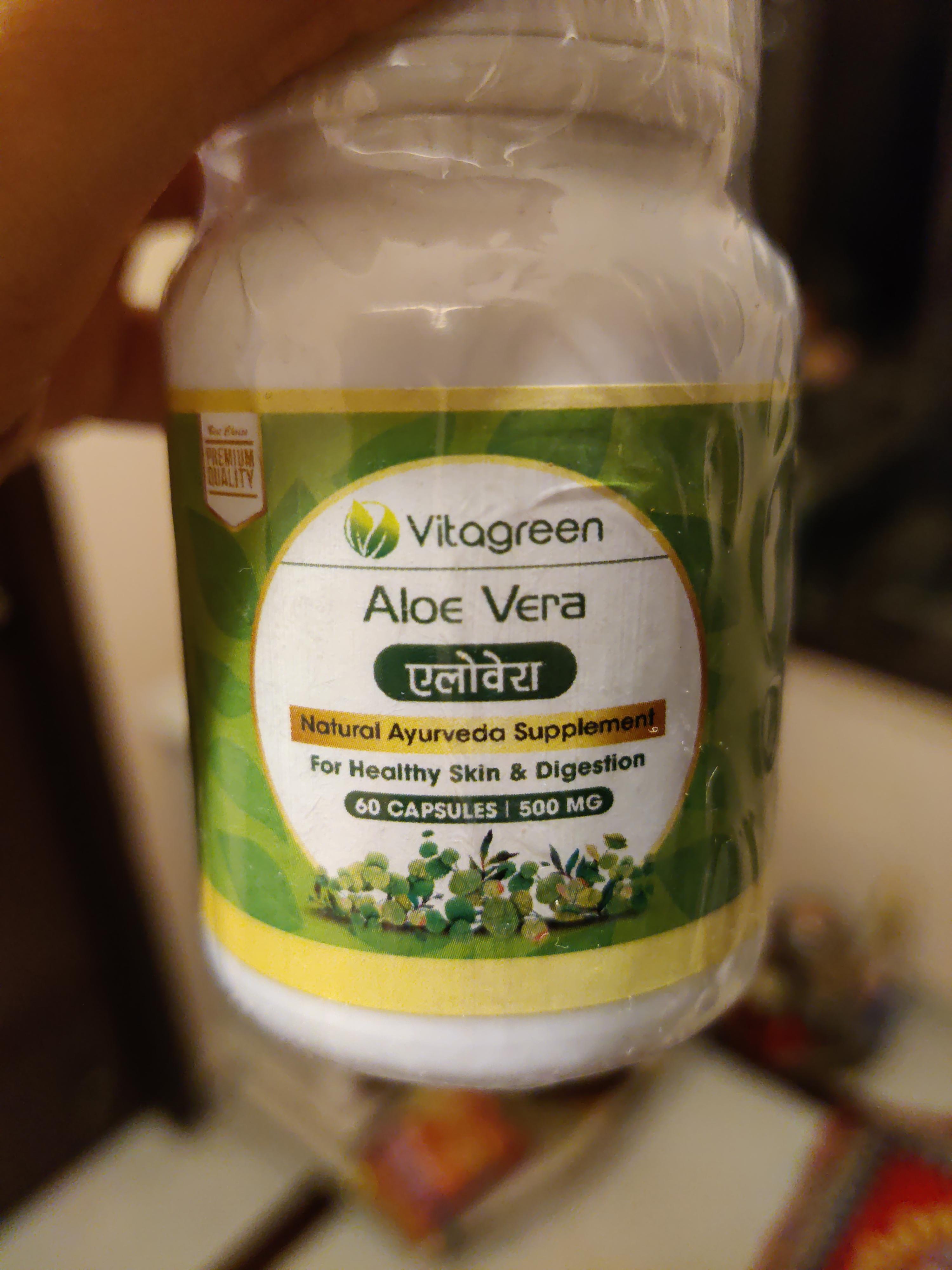 Buy VitaGreen ALOE VERA Capsules for Skin & Hair Care, Pure Ayurvedic ...