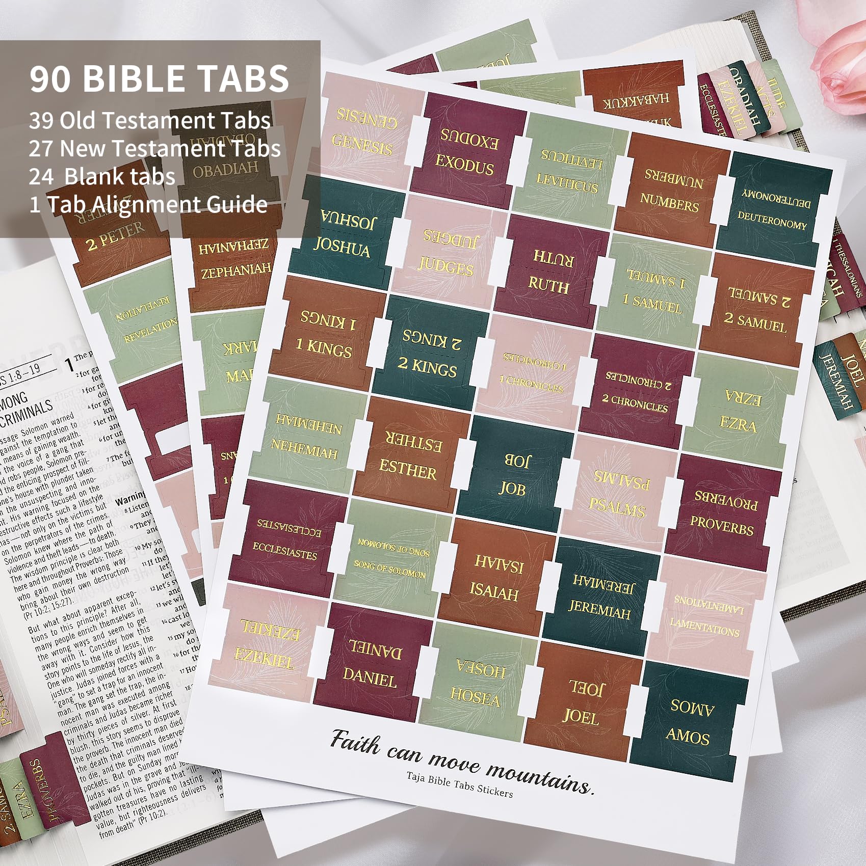 Snapklik.com : Bible Tabs For Women & Men, Laminated Bible Tabs For ...