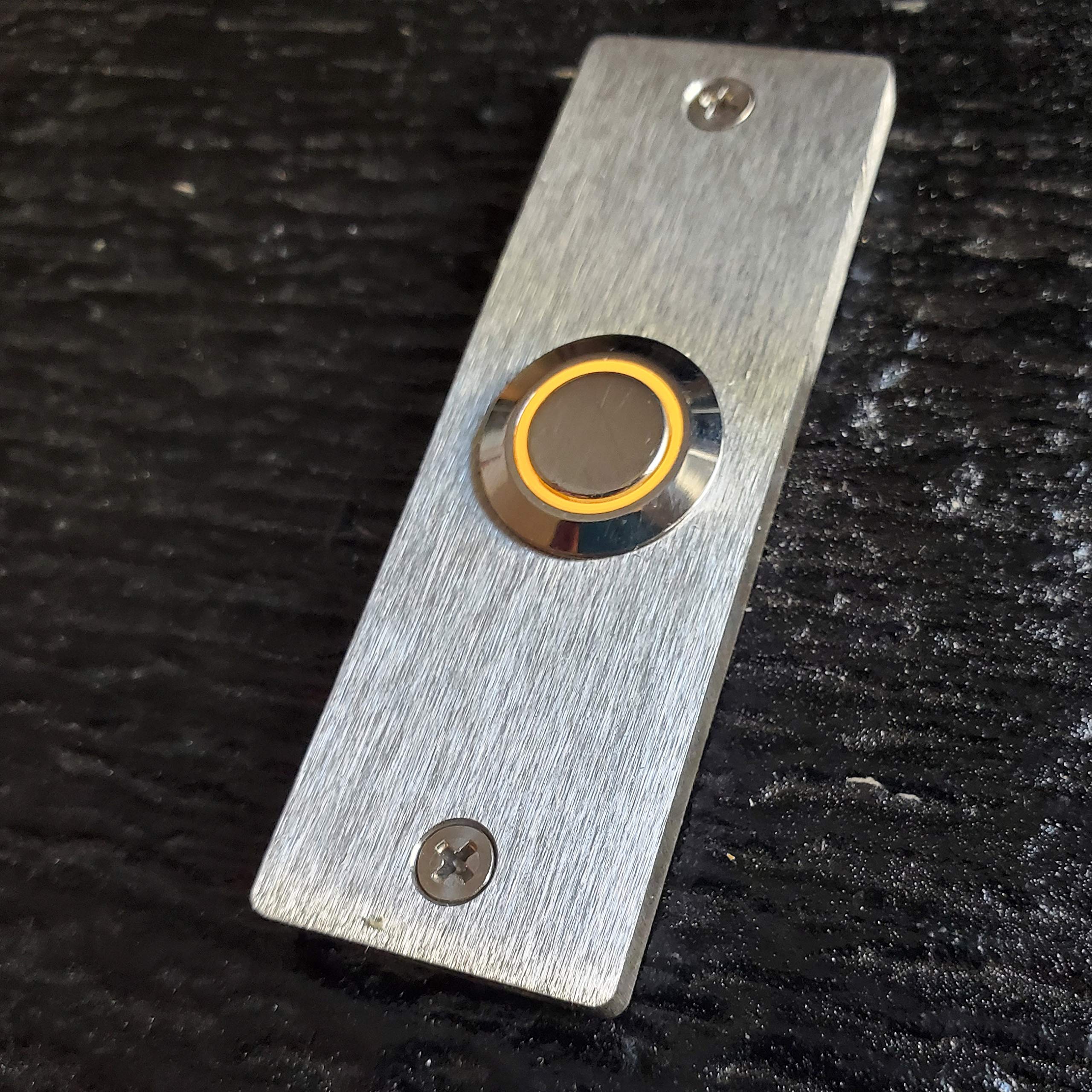 Stainless Steel Narrow Doorbell 1" x 3" with LED Button (Yellow Ring ...