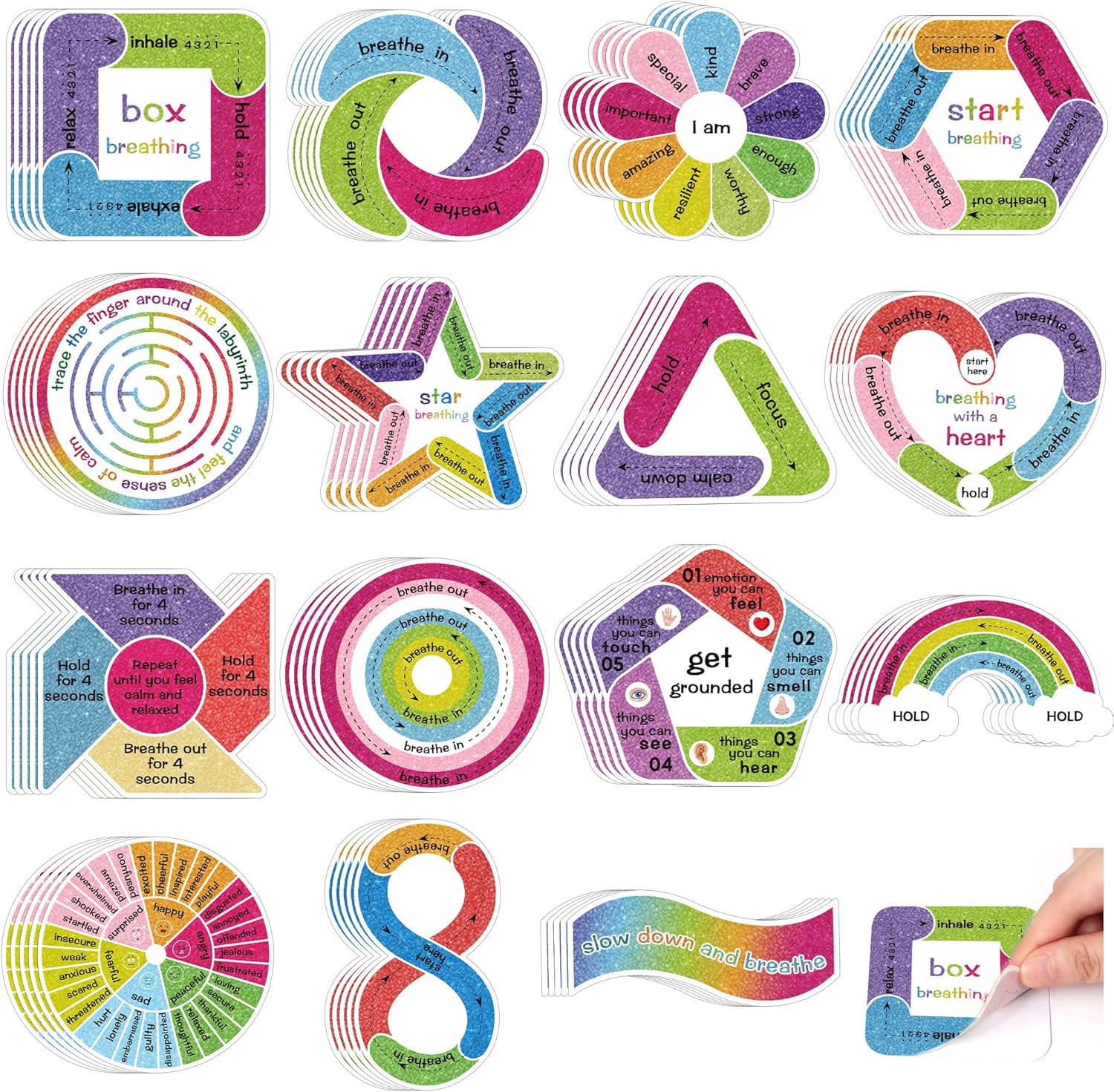 Amazon.com : 75pcs Calm Strips Sensory Stickers - Textured, Anti-Stress ...