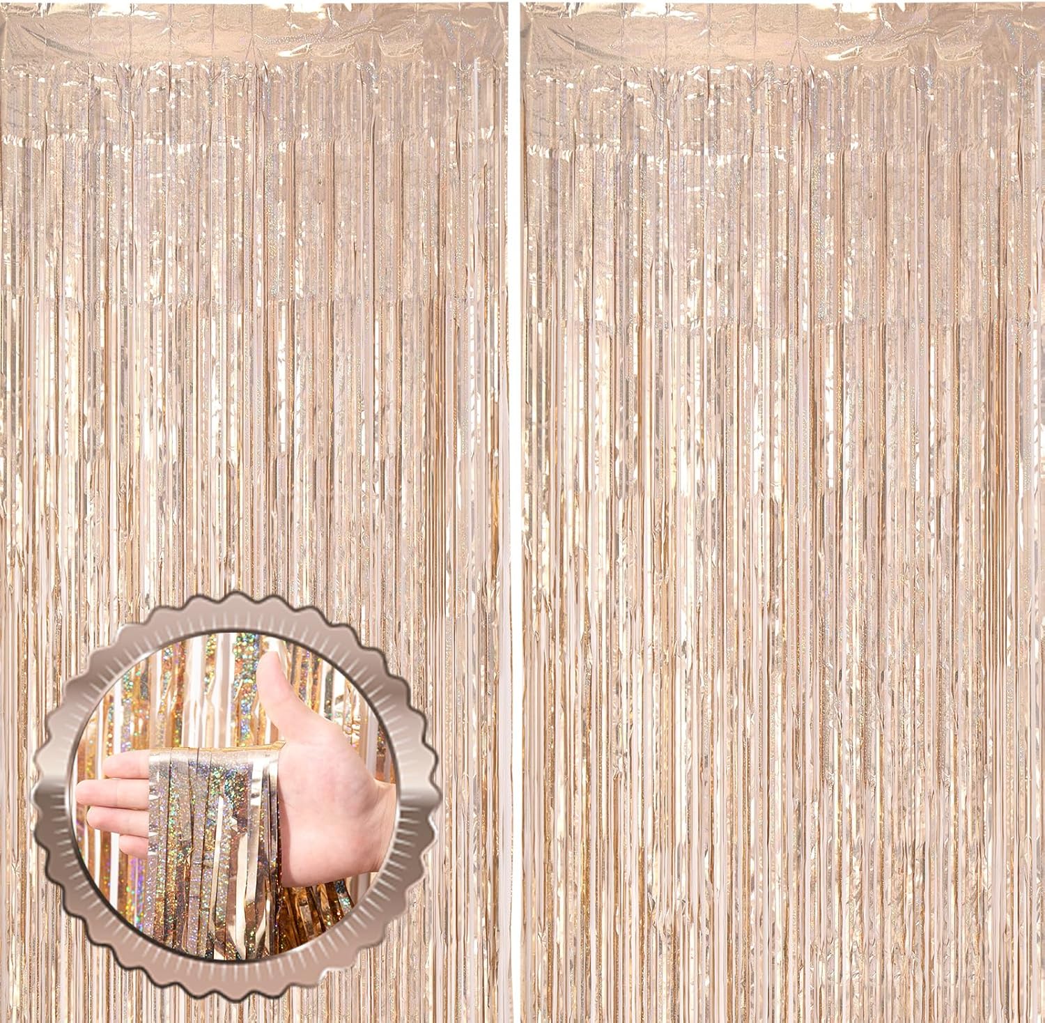 Amazon.com: Voircoloria 2 Pack Champagne Gold Tinsel Foil Fringe ...