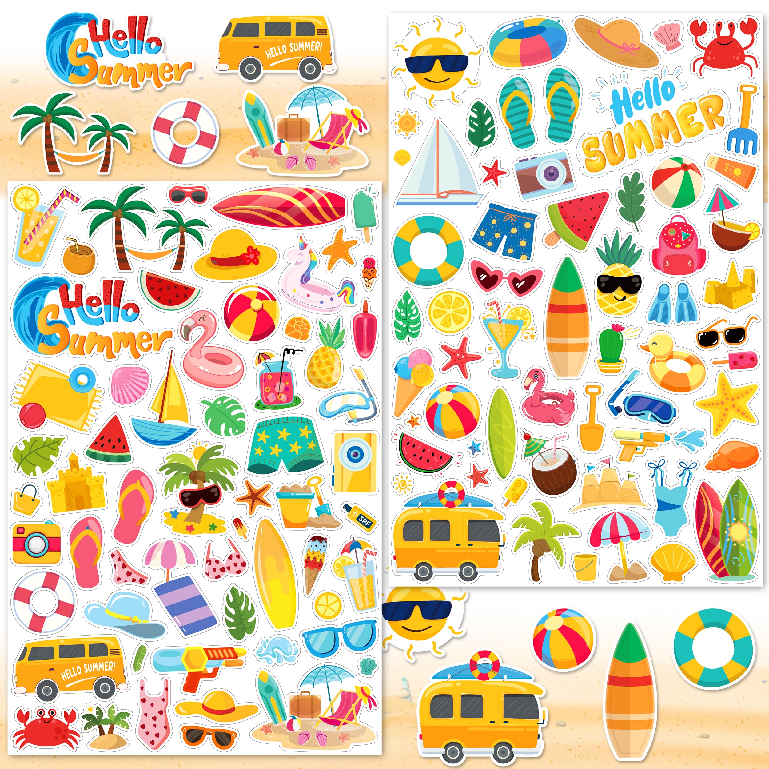 Amazon.com: LINAYE 24 Sheets Summer Beach Stickers for Kids, 1400 PCS ...