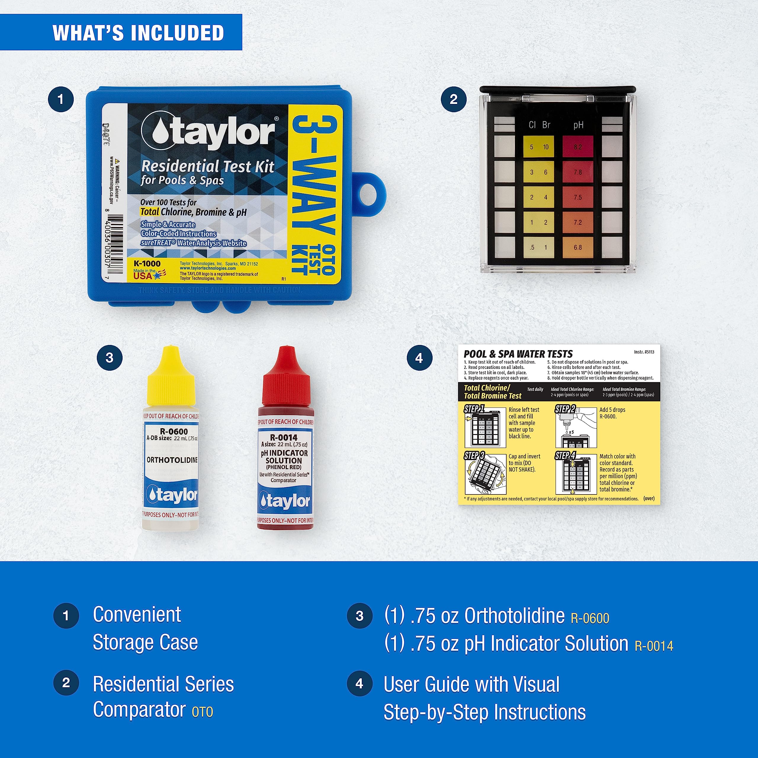 Snapklik.com : K-1000 Basic Residential Pool & Spa Test Kit