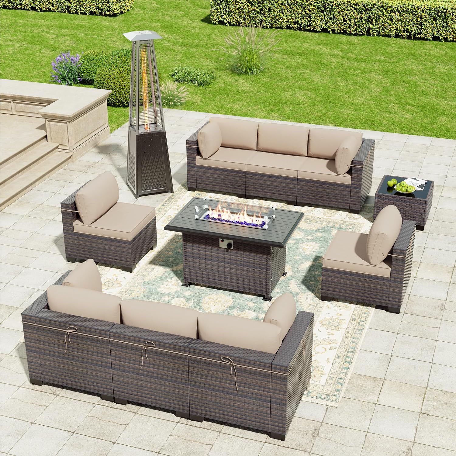 Amazon.com: Kullavik 11 Pieces Outdoor Patio Furniture Set with ...