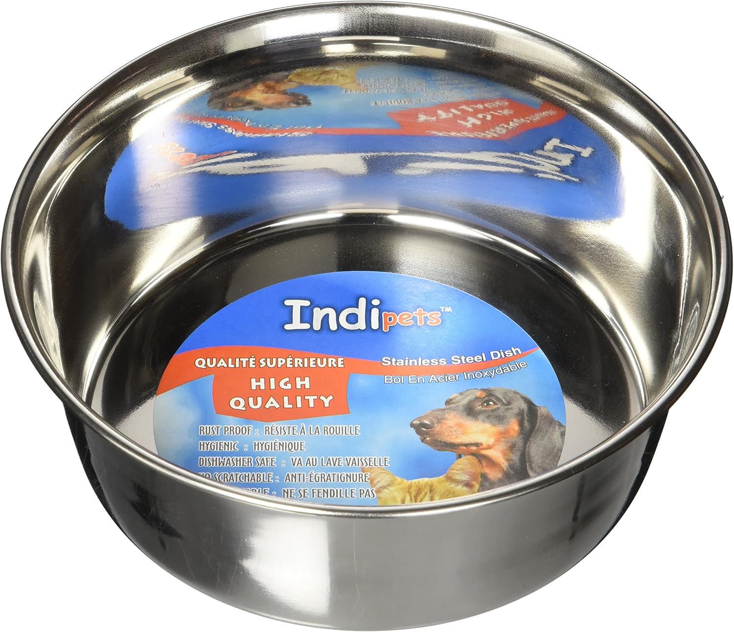 Indipets 800029 Stainless Steel Extra Heavy Duty Pet Bowl, 1-Quart ...
