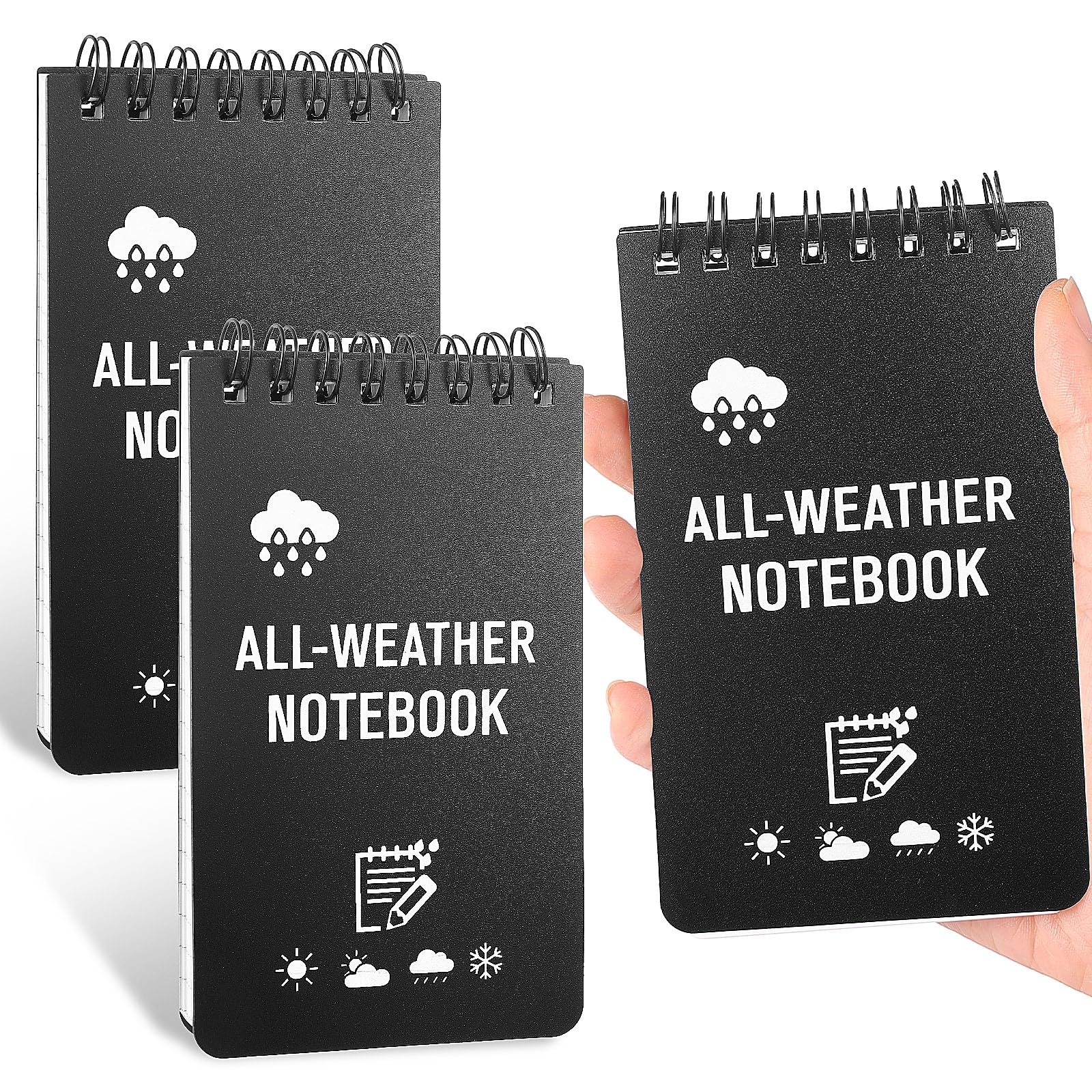 Amazon.com : Sibba 3 Pack Waterproof Notebook, All Weather 3 x 5 Pocket ...