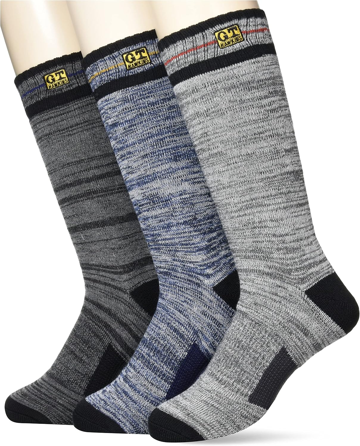 Amazon | [グンゼ] 靴下 ソックス G.T.HAWKINS ホーキンス 綿混 ワンポイント刺しゅう 保温 総パイル クルー丈 3足組 ...