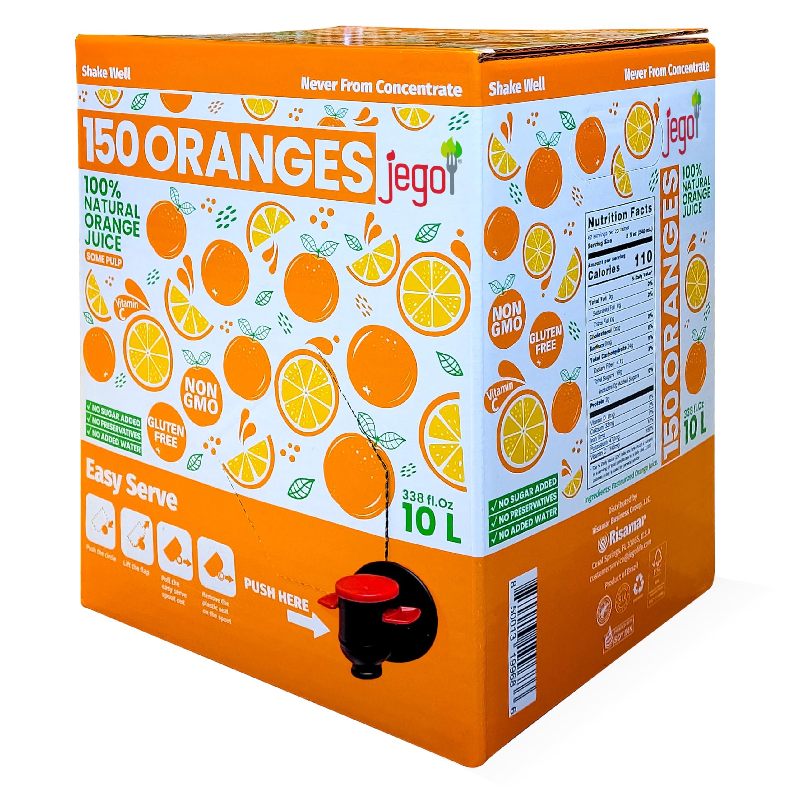 Amazon.com : JEGO 100% Natural Orange Juice | No Sugar added | Some ...