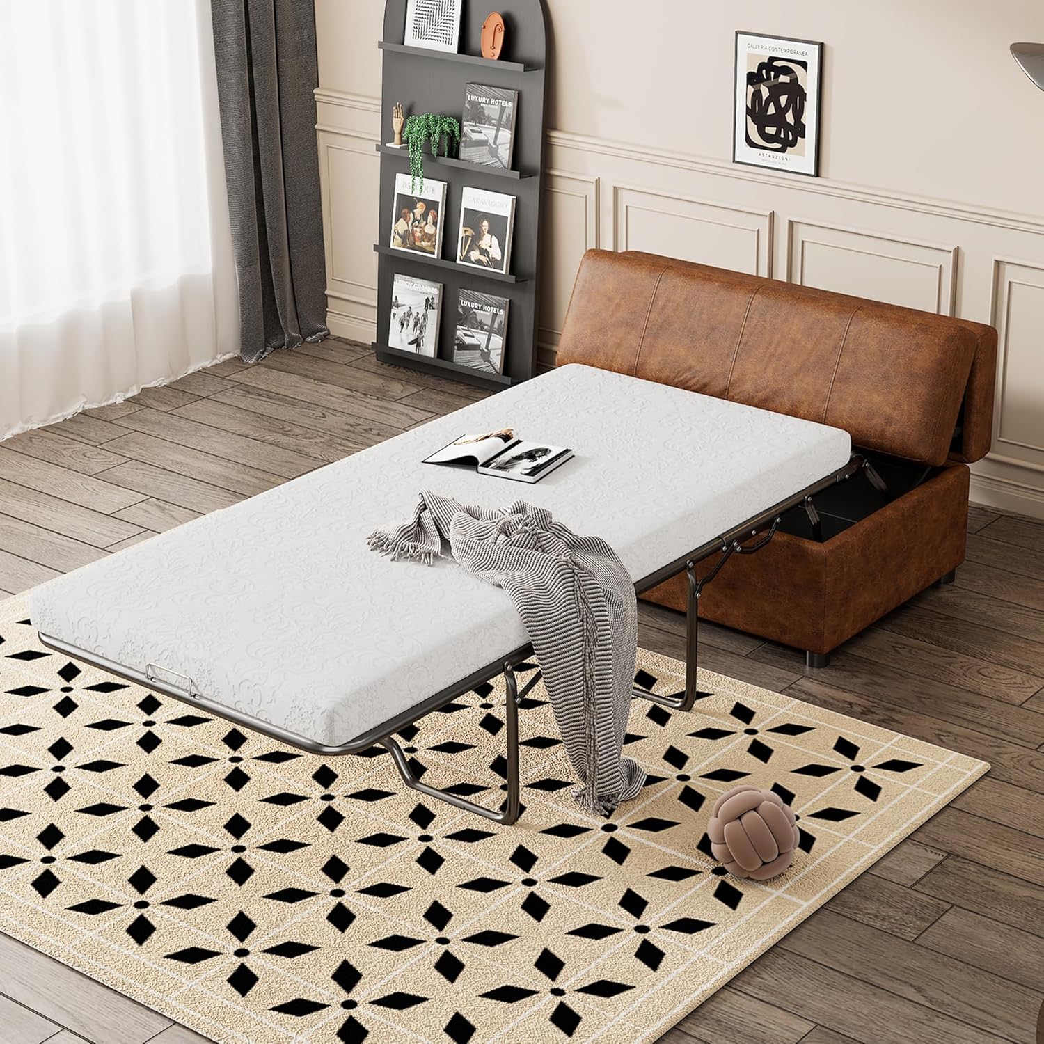 Amazon.com: P PURLOVE Cama otomana extraíble con colchón, cama ...