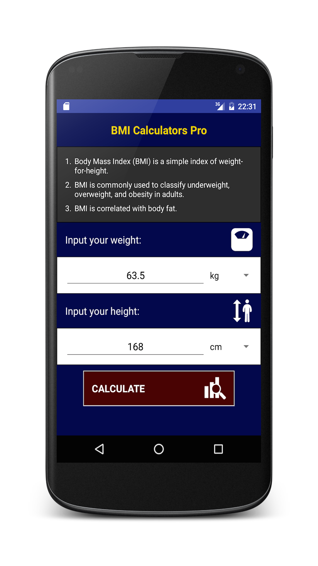 BMI Calculators Pro - App on Amazon Appstore
