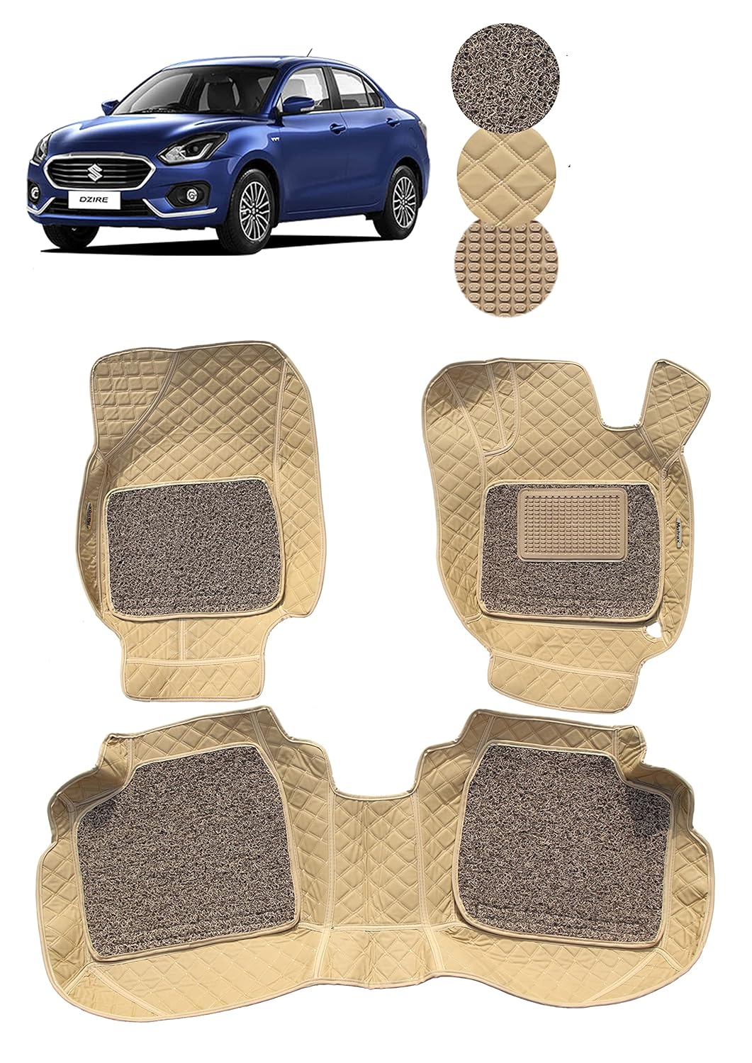 Matrax Car Floor Mat Foot Mats Compatible for Dzire (2017-2021) 7D Car ...